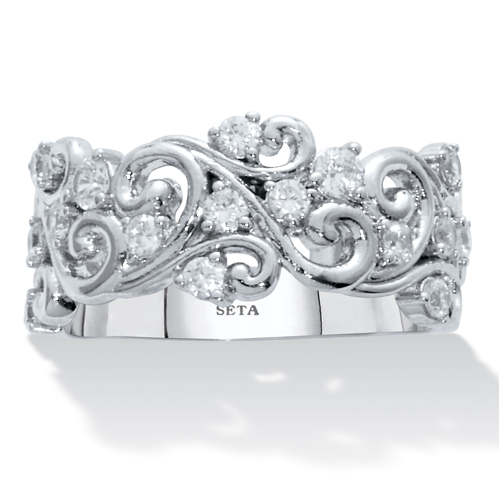 .58 TCW Platinum-Plated Cubic Zirconia Vintage Ring - Walmart.com