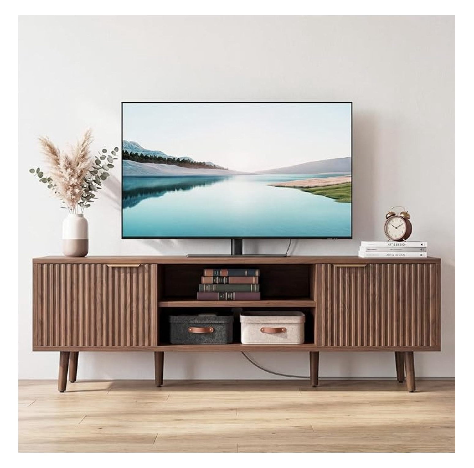 58" TV Stand for TVs up to 65 Inches, Century Modern TV Console with ...