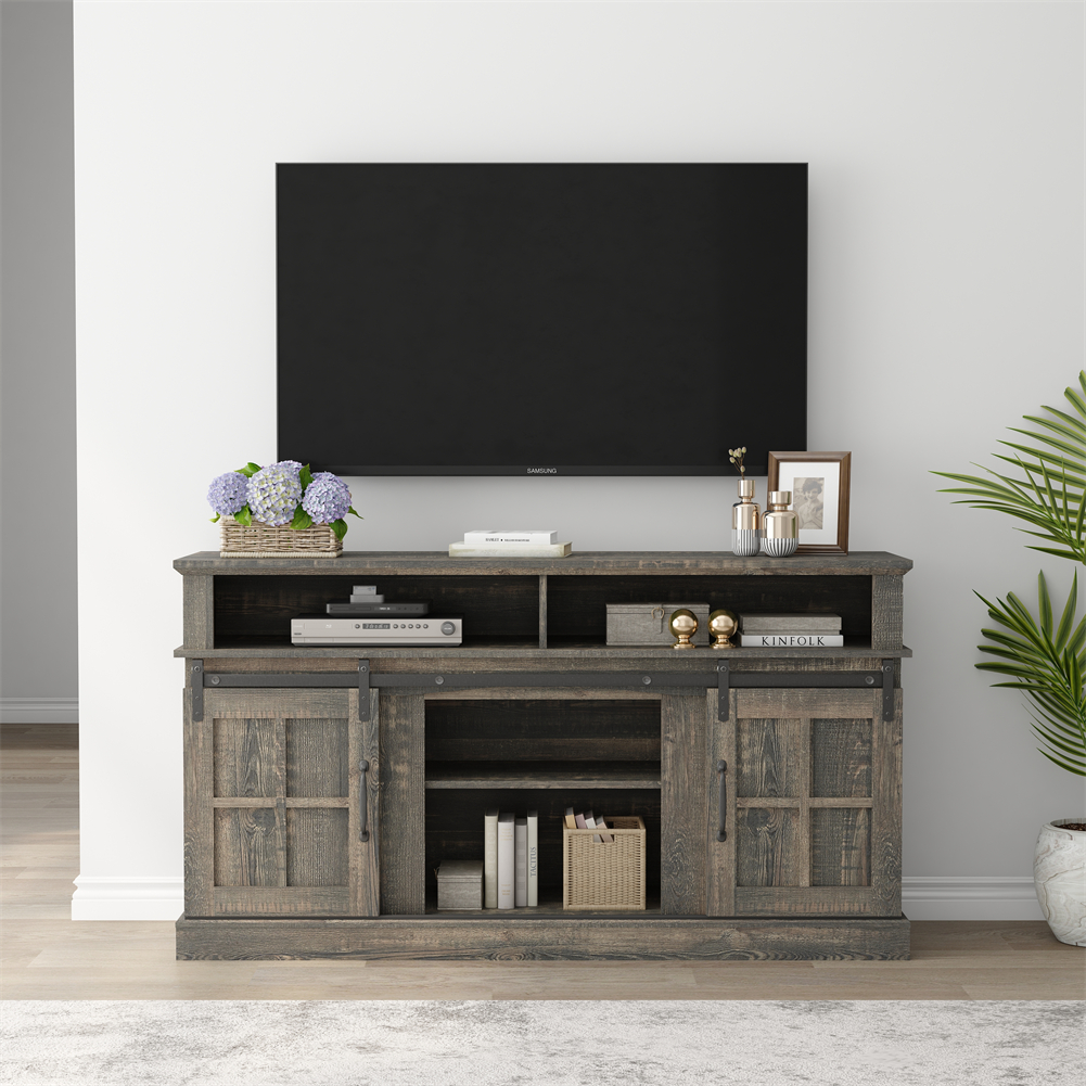 58" TV Stand for 59 Inches TV, Entertainment Center Media TV Console ...