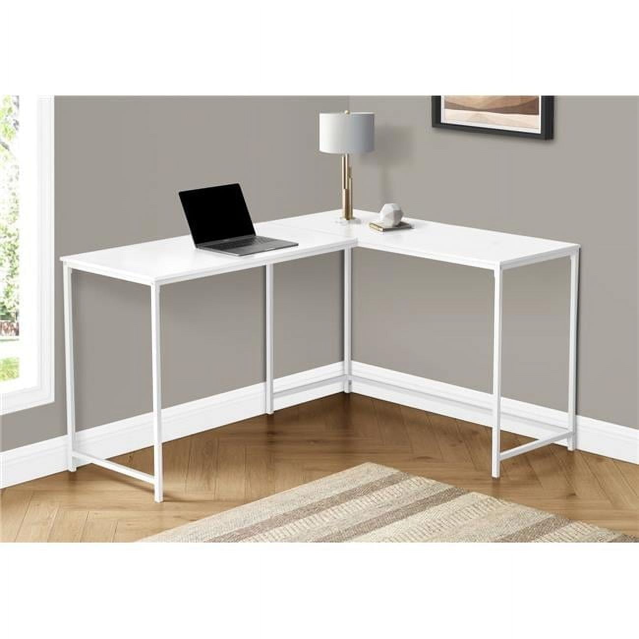 58 in. Metal Corner Computer Desk, White Top - White - Walmart.com