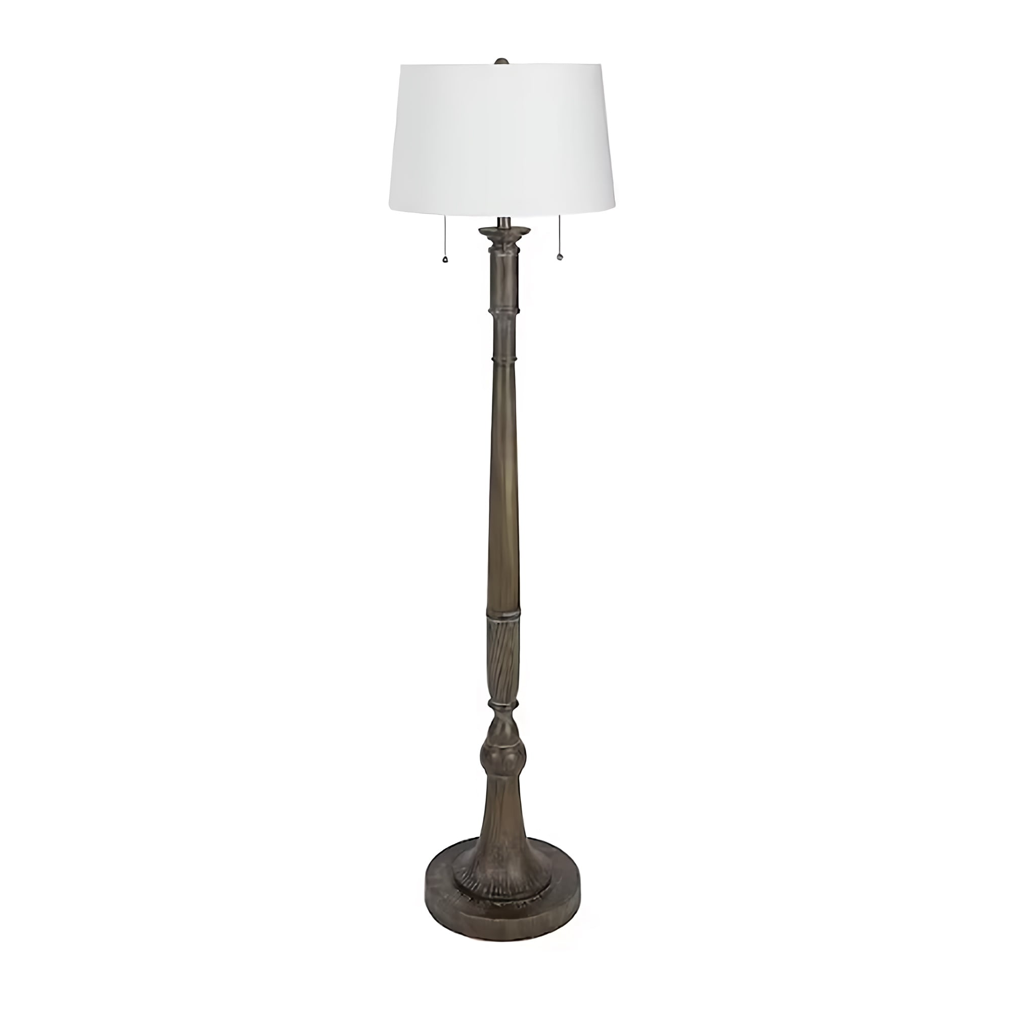 58 inch Floor Lamp, Rustic Grey Faux Wood Floor Lamp with Hardback ...