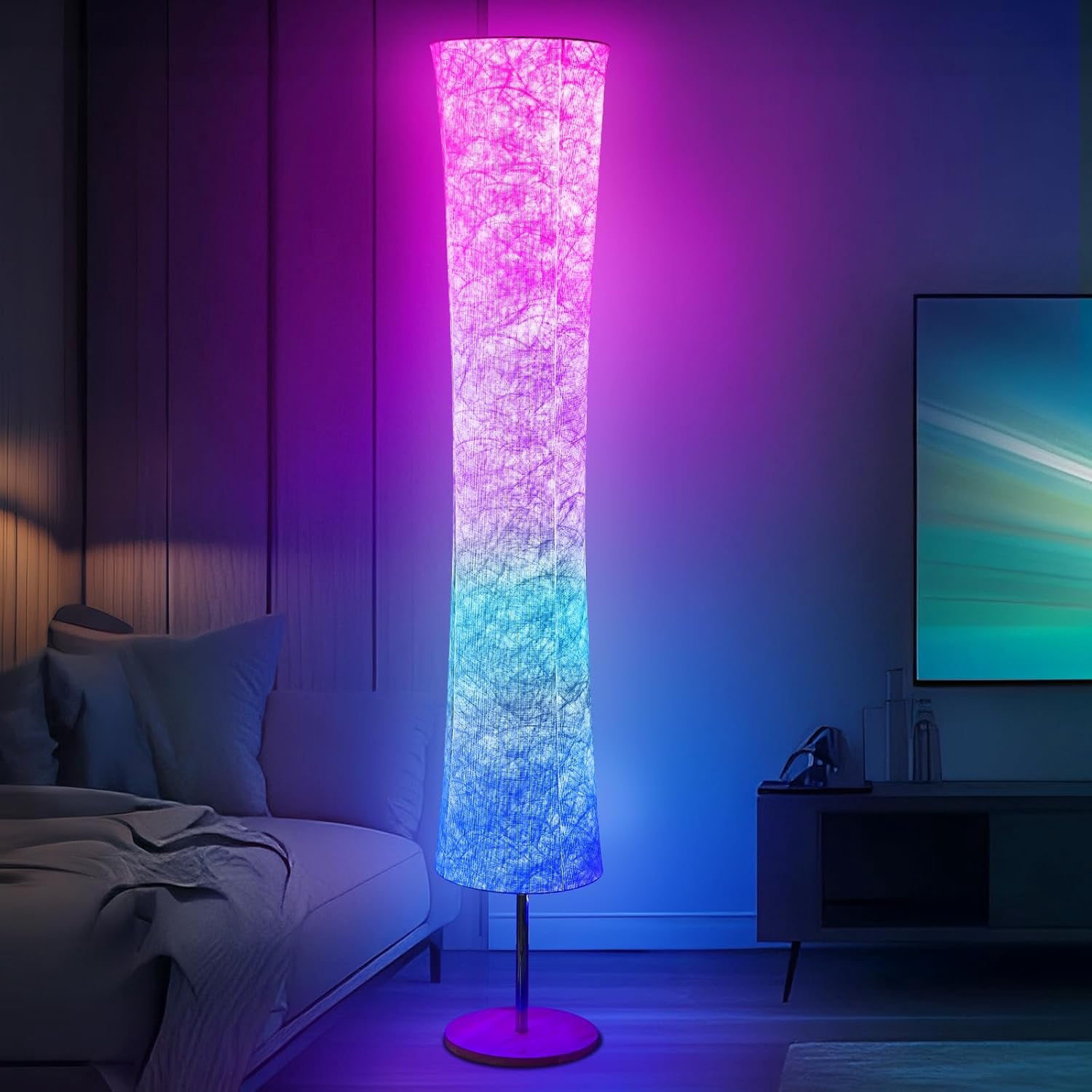 58-inch minimalist design soft light floor lamp, modern slim 16-color ...
