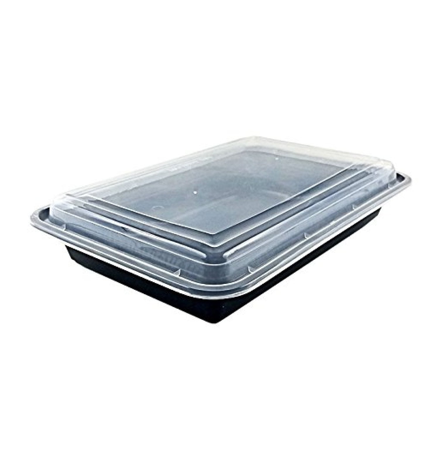 58 oz. Large Black Rectangular Microwaveable Food Take-Out Containers w ...
