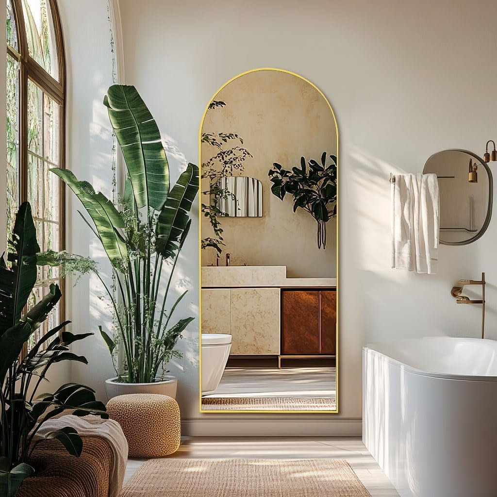 58" x 18" Shatter-proof Arched Full Body Mirror for Bedroom, Bathroom ...