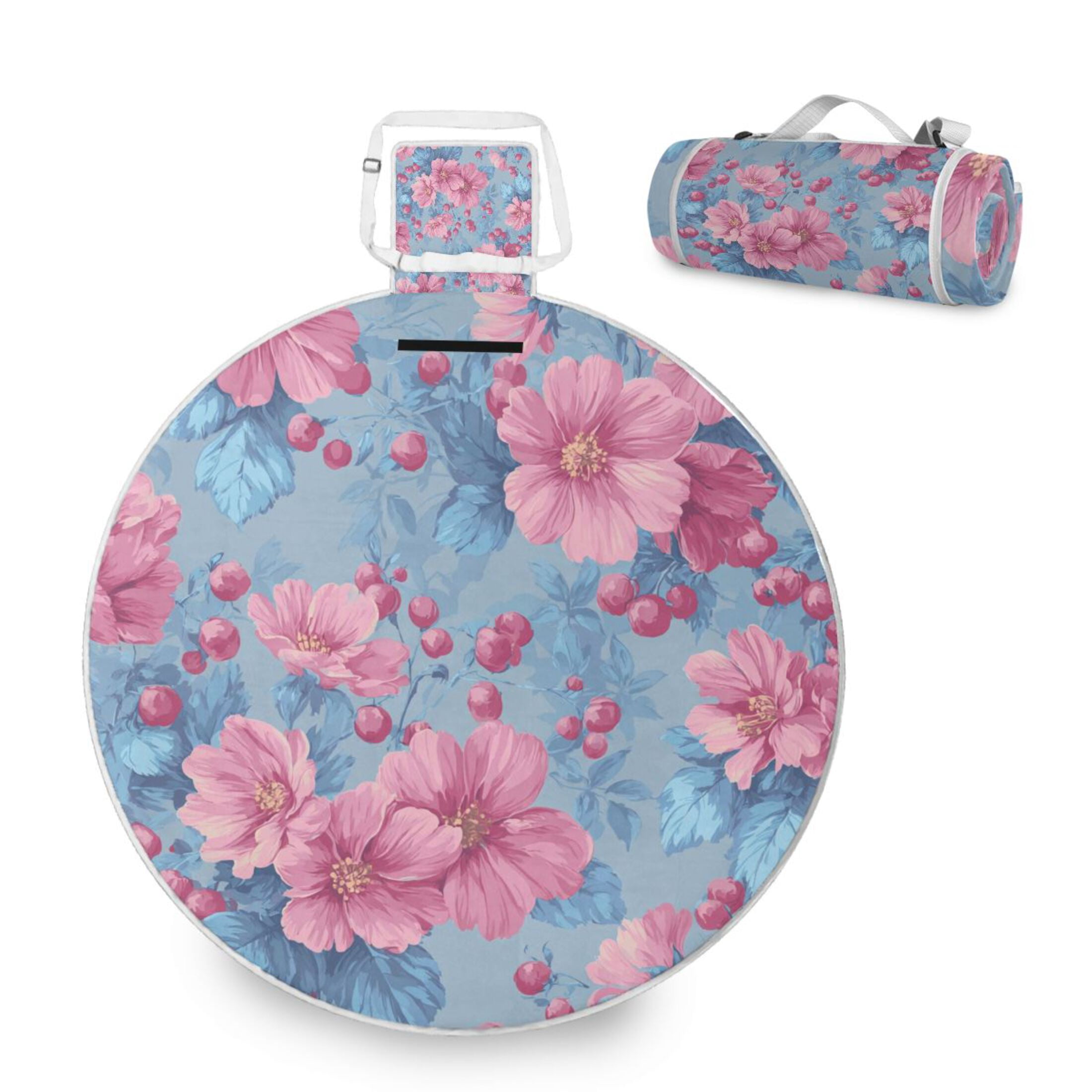 58 x 58 Inch Round Picnic Mat, Waterproof Sandproof Foldable Compact ...