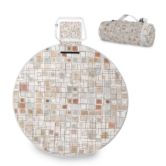 58 x 58 Inch Round Picnic Mat, Waterproof Sandproof Foldable Compact ...
