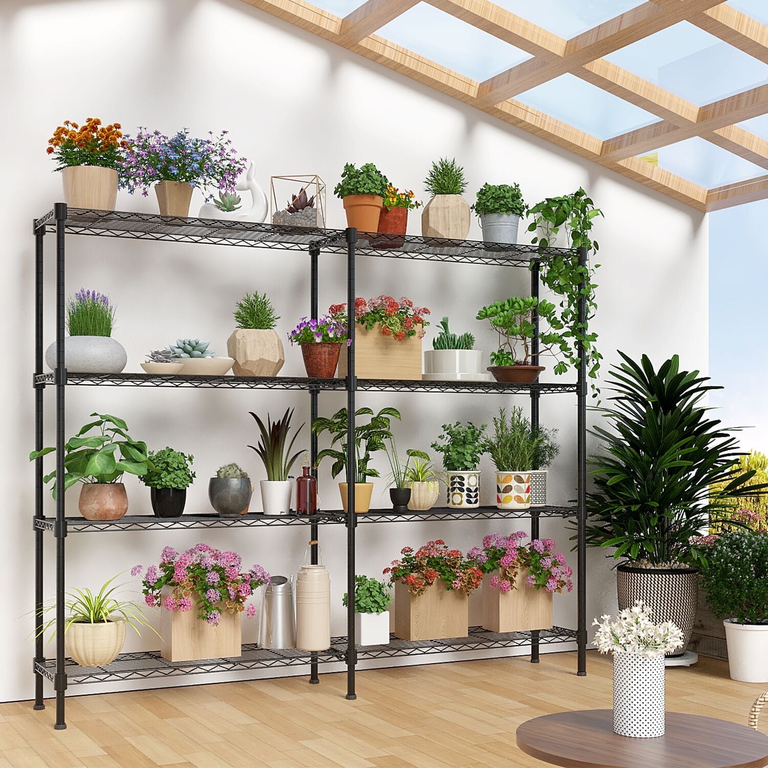 58"x14"x59" 4-Tier Double-Sided Iron Display Rack Christmas Gift ...