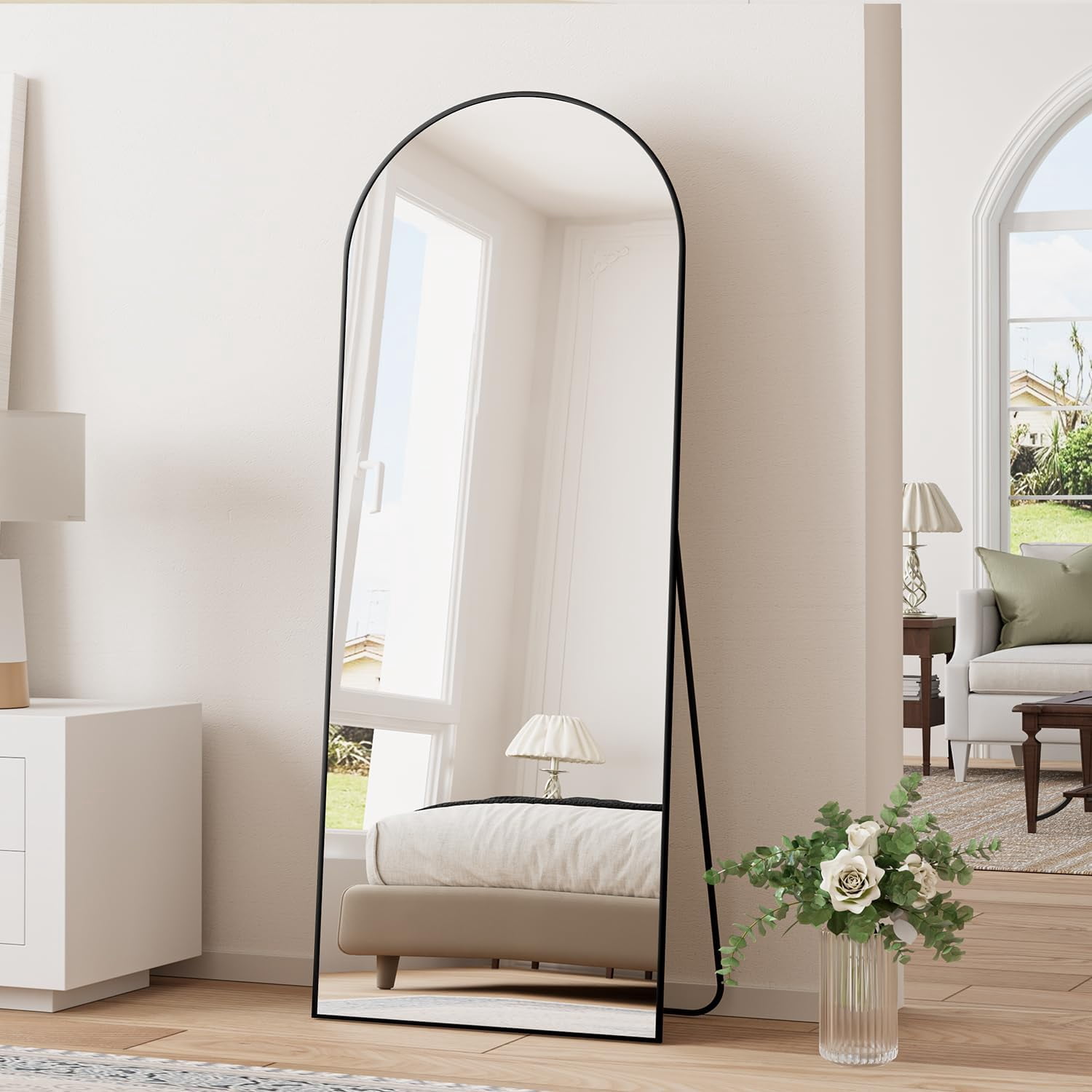 58''x18'' Arch Full Length Mirror, Arched Floor Mirror with Stand, Full ...