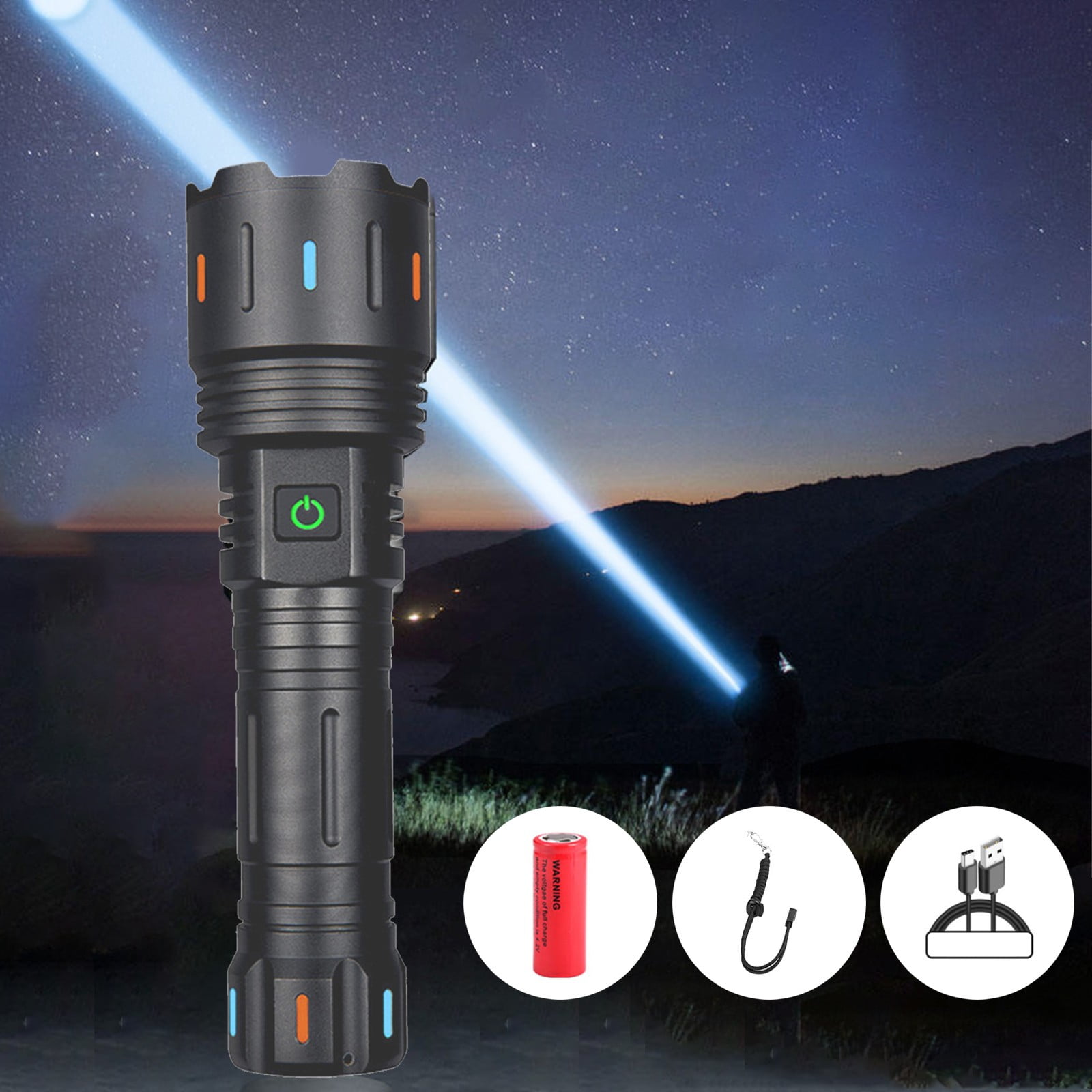 5800-Lumen USB-C Flashlight, IPX6 Waterproof Aluminum Alloy Torch, 5 ...