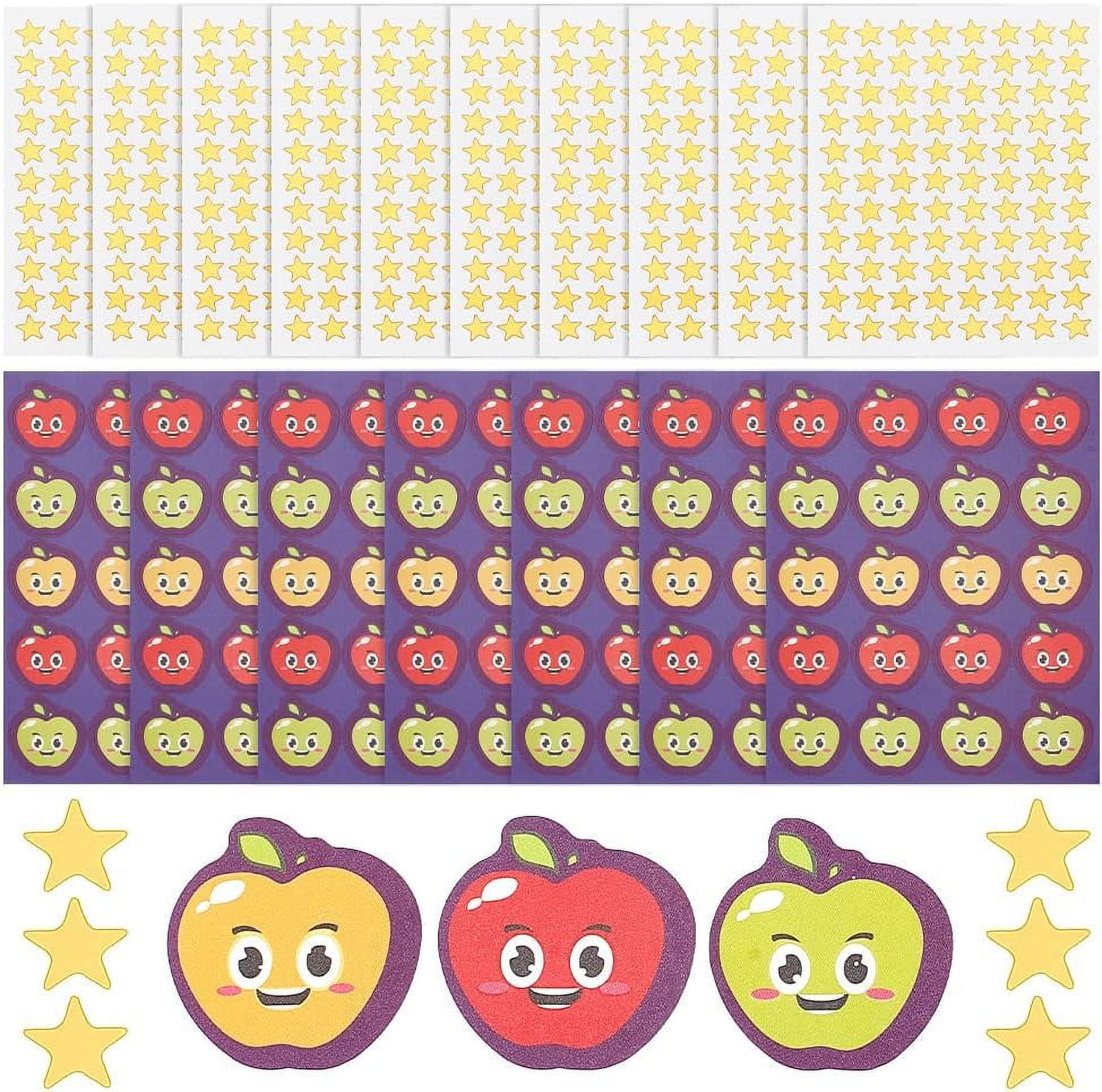 5800pcs/120 Sheets Apples Shape Stickers Red Apples Stickers Gold Star ...