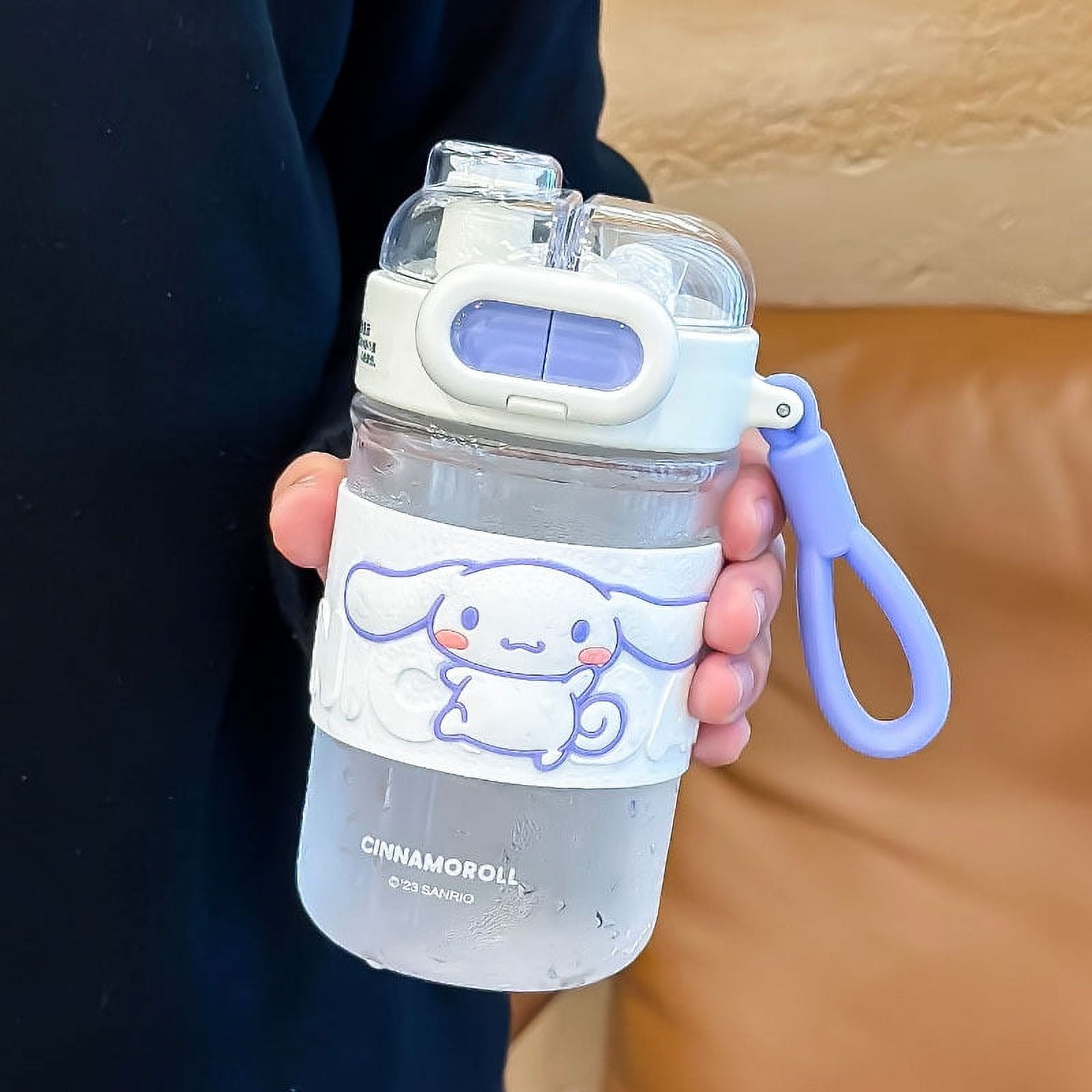 580ml/490ml Sanrio Water Bottle Plastic Bottle Double Drink Cup Cartoon Melody Kuromi Students ...