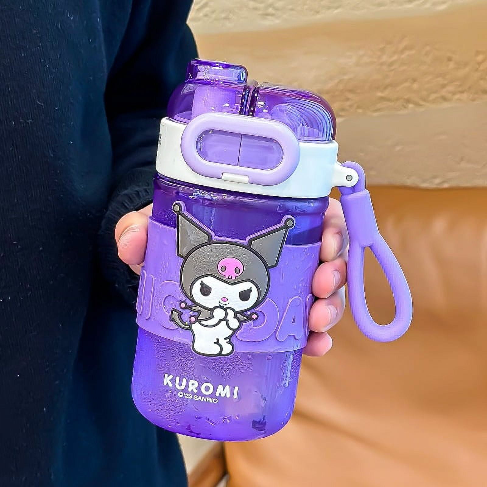 580ml/490ml Sanrio Water Bottle Plastic Bottle Double Drink Cup Cartoon Melody Kuromi Students ...