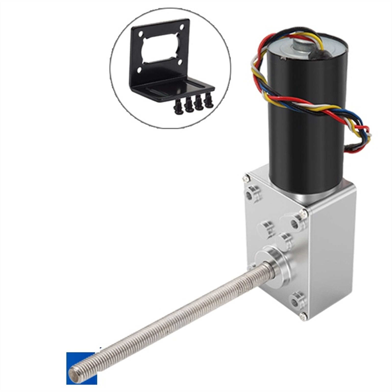 5840-3650 Turbine Worm DC Gear Motor 12V 24V M8 Threaded Long Shaft ...