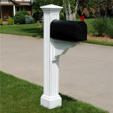 Step2 Hudson 58" White All-in-One Plastic Mailbox Post and Planter ...