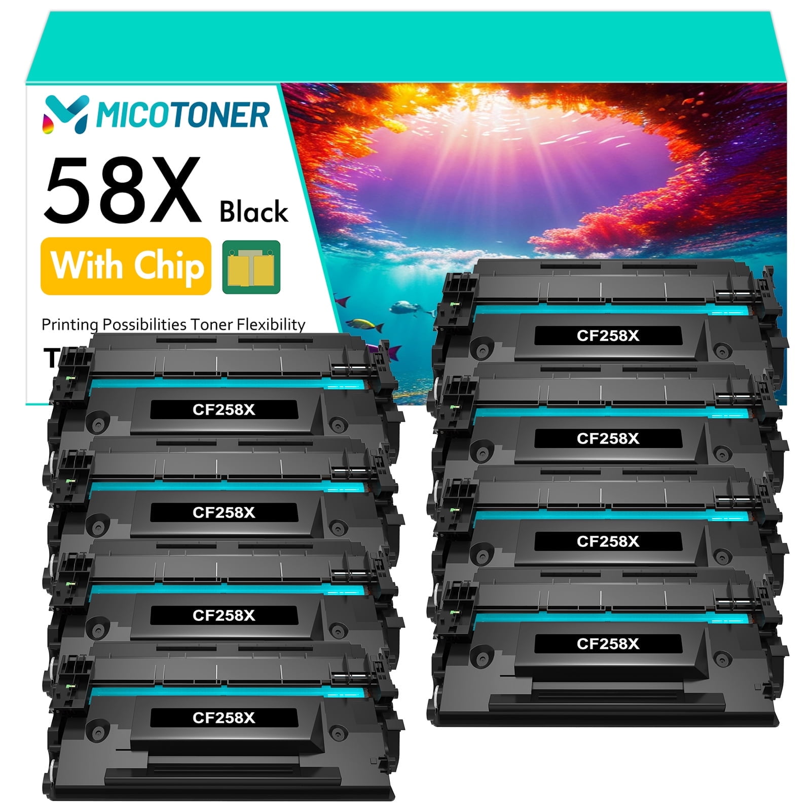 58A 58X Toner Cartridges with Chip Compatible for HP 58A 58X CF258A ...