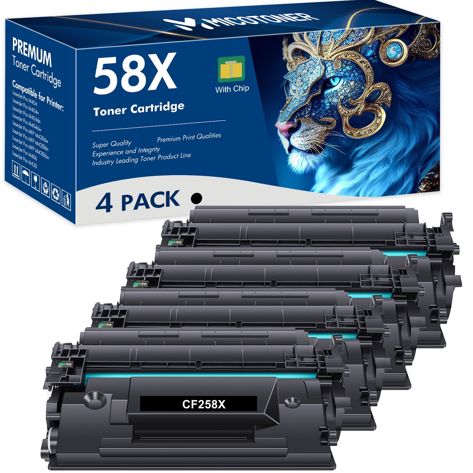 58A 58X Toner Cartridges with Chip Compatible for HP 58A 58X CF258A ...
