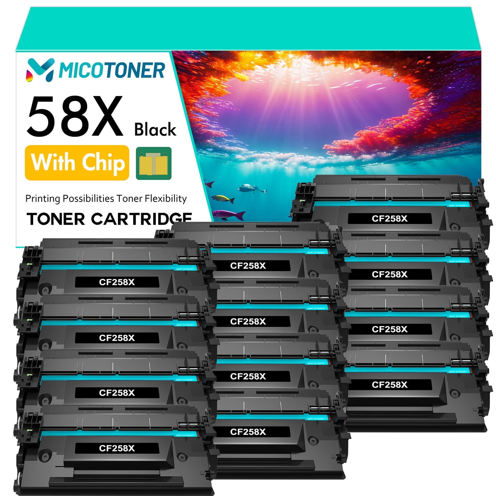 58A 58X Toner Cartridges with Chip Compatible for HP 58A 58X CF258A ...
