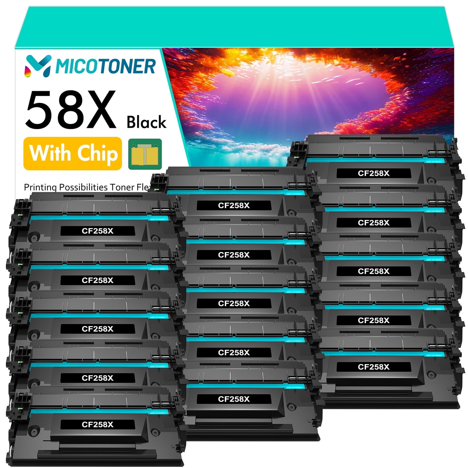 58A 58X Toner Cartridges with Chip Compatible for HP 58A 58X CF258A ...