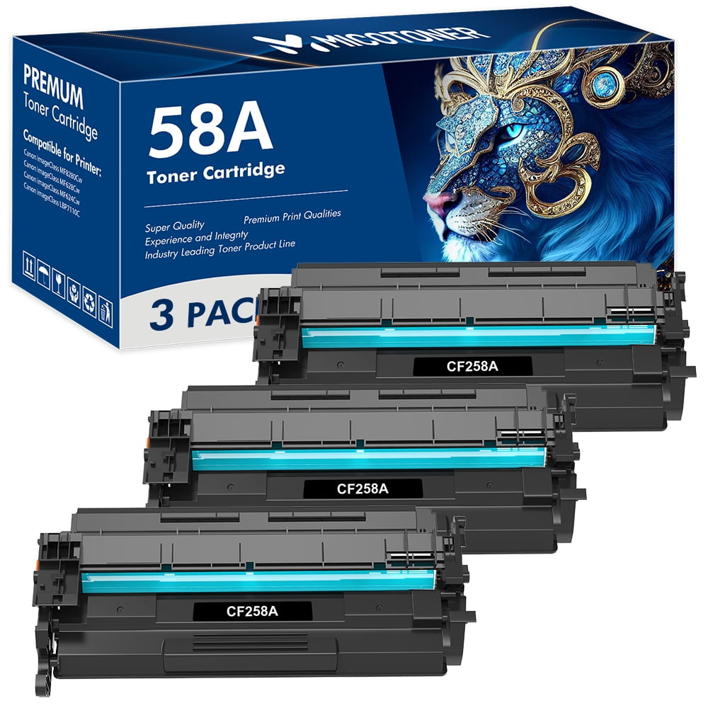 58A CF258A Black Laserjet Toner Cartridges 3 Pack (No-Chip) Compatible ...