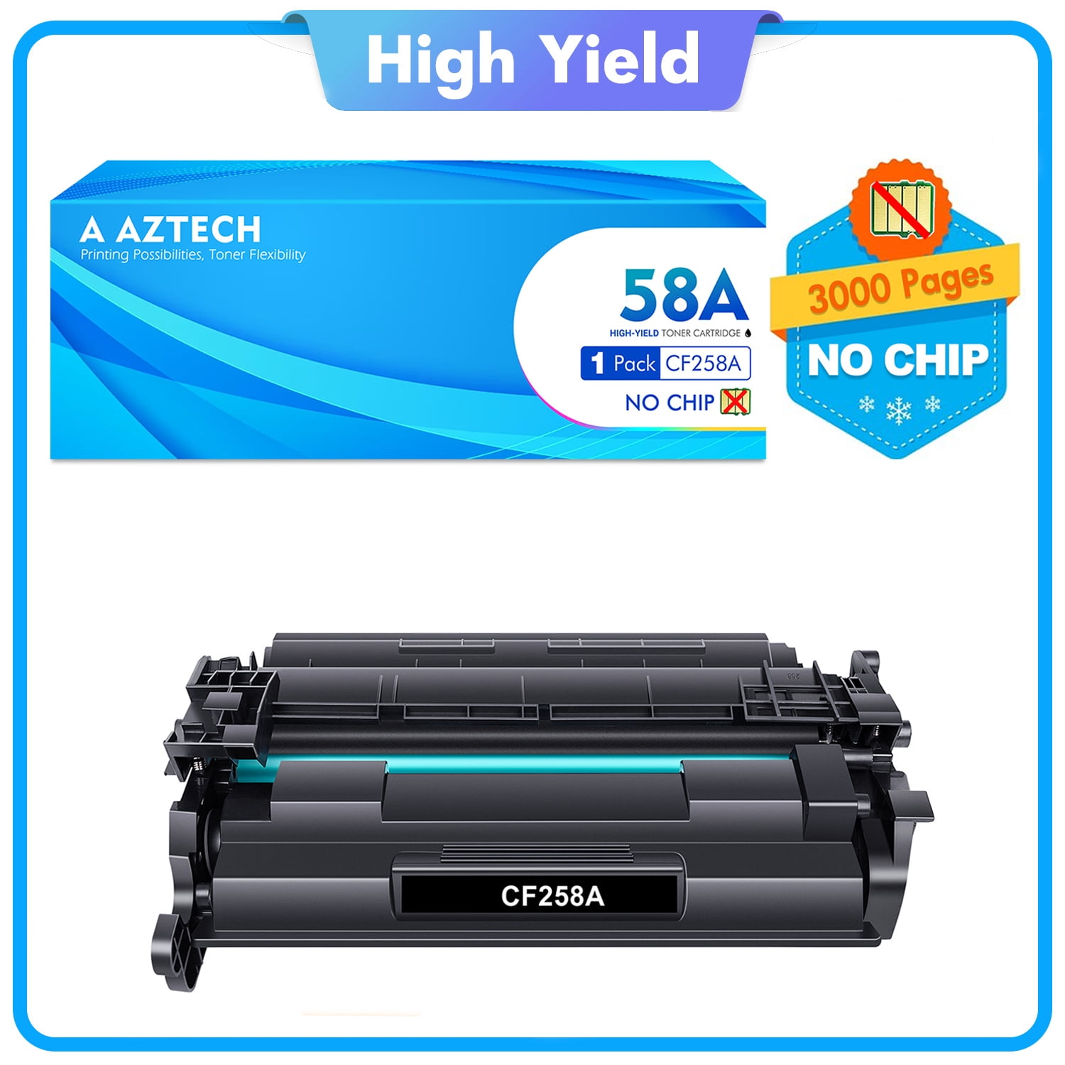 58A CF258A Black Toner Cartridge (NO-Chip) Compatible for HP 58A CF258A ...