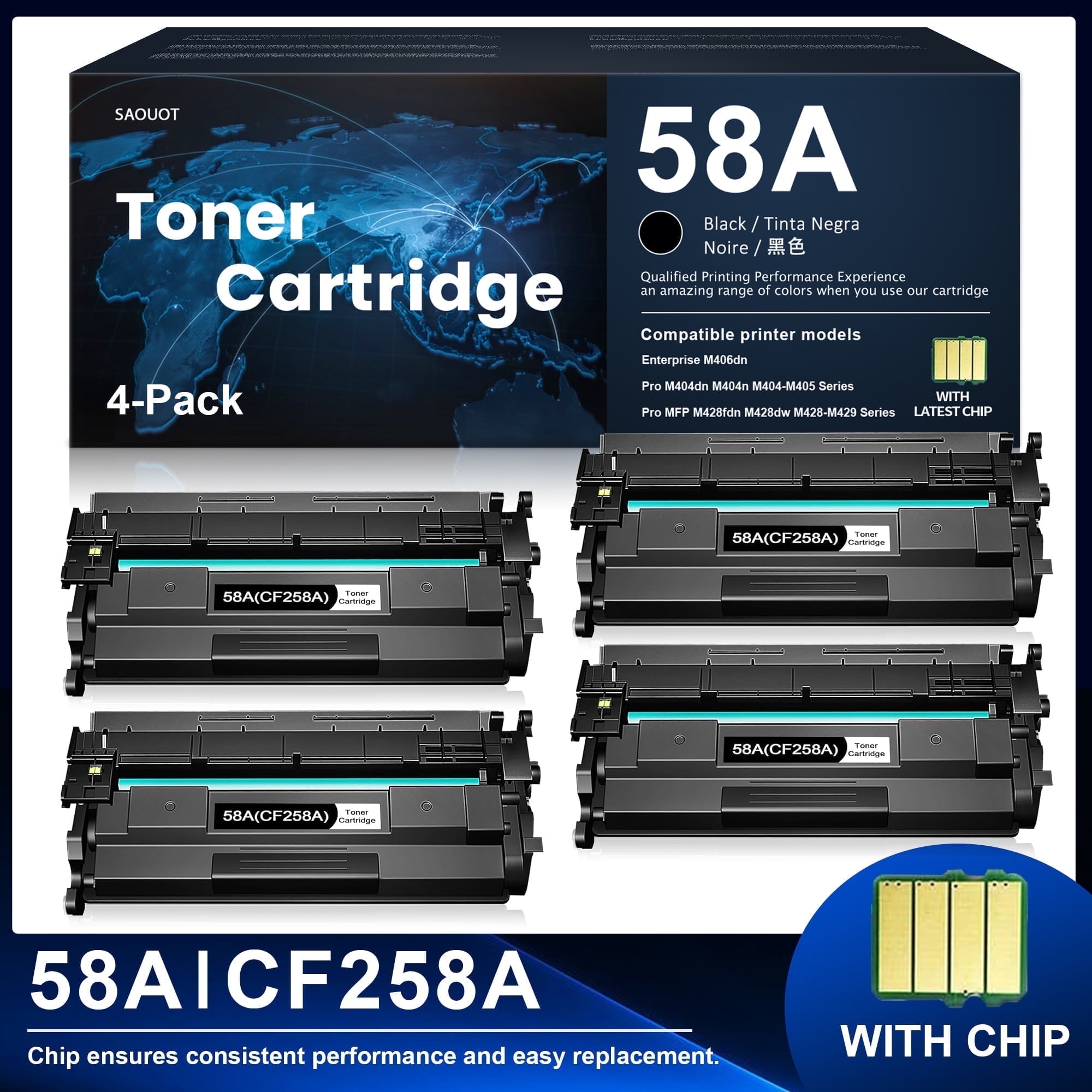 YOUNGTION 58A CF258A Black Toner Cartridge, High Yield, Compatible for ...