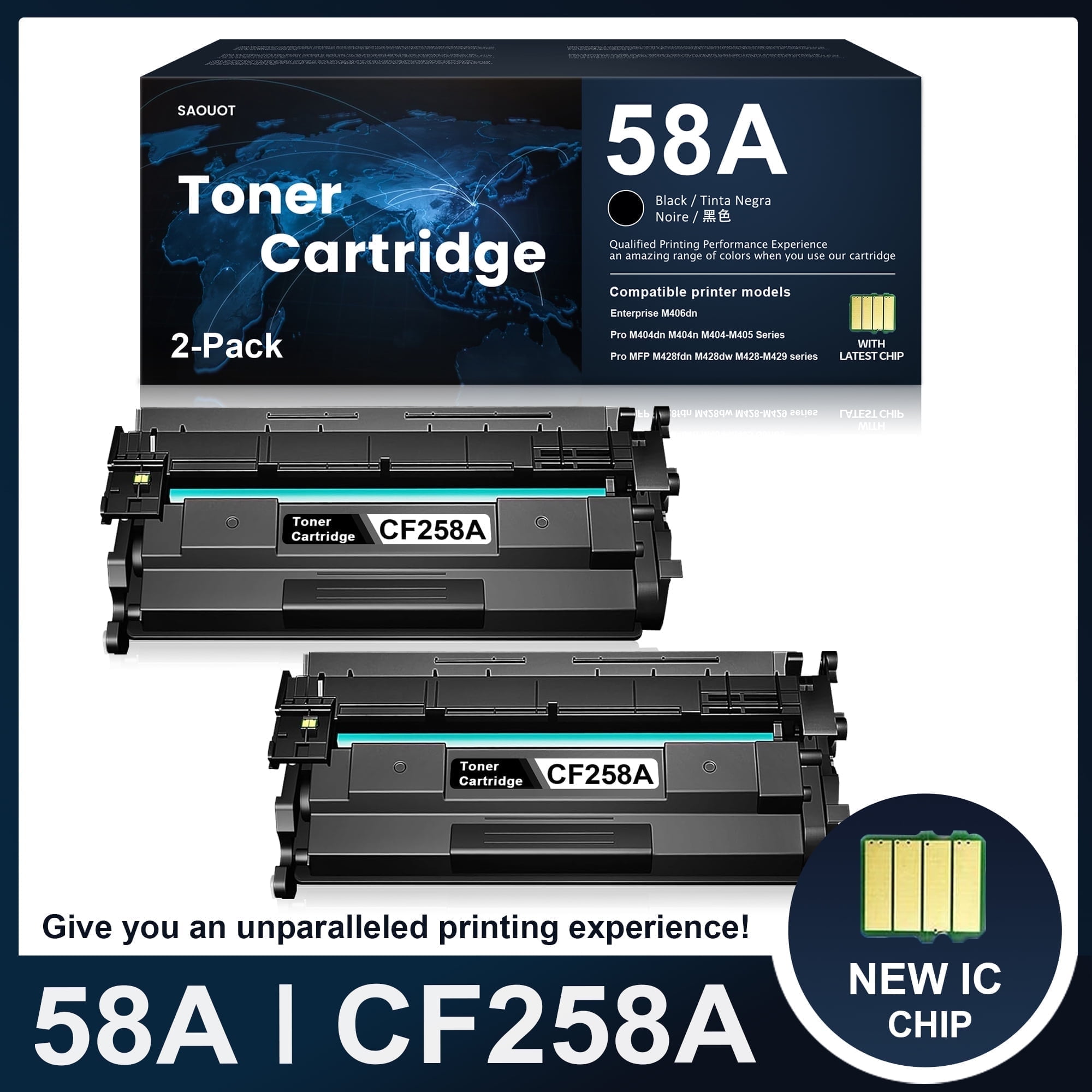 YOUNGTION 58A CF258A Black Toner Cartridge with Chip, Compatible for HP ...