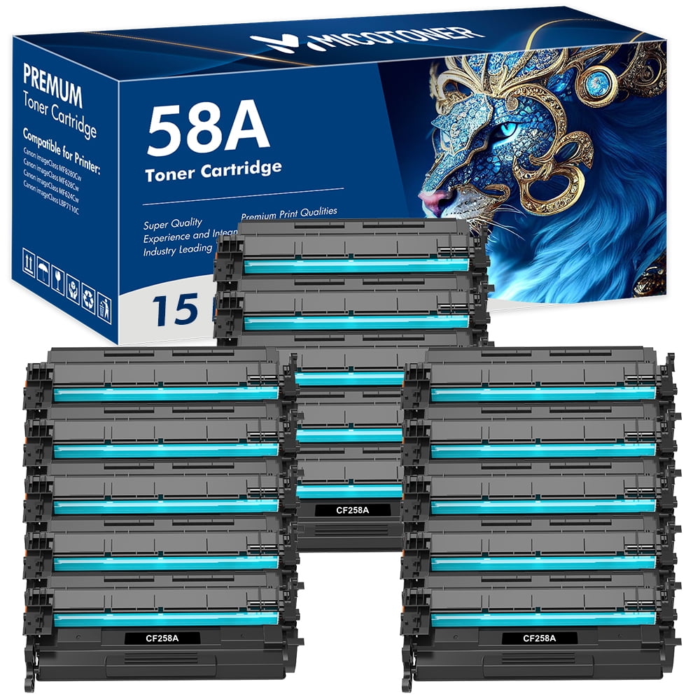 58A CF258A High Yield Toner Cartridges (No Chip) 15 Pack Black ...
