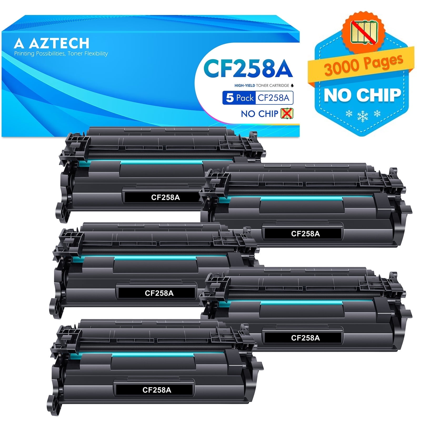 58A CF258A Toner Cartridge, Black Printer Cartridge with 5 Count, 5 ...