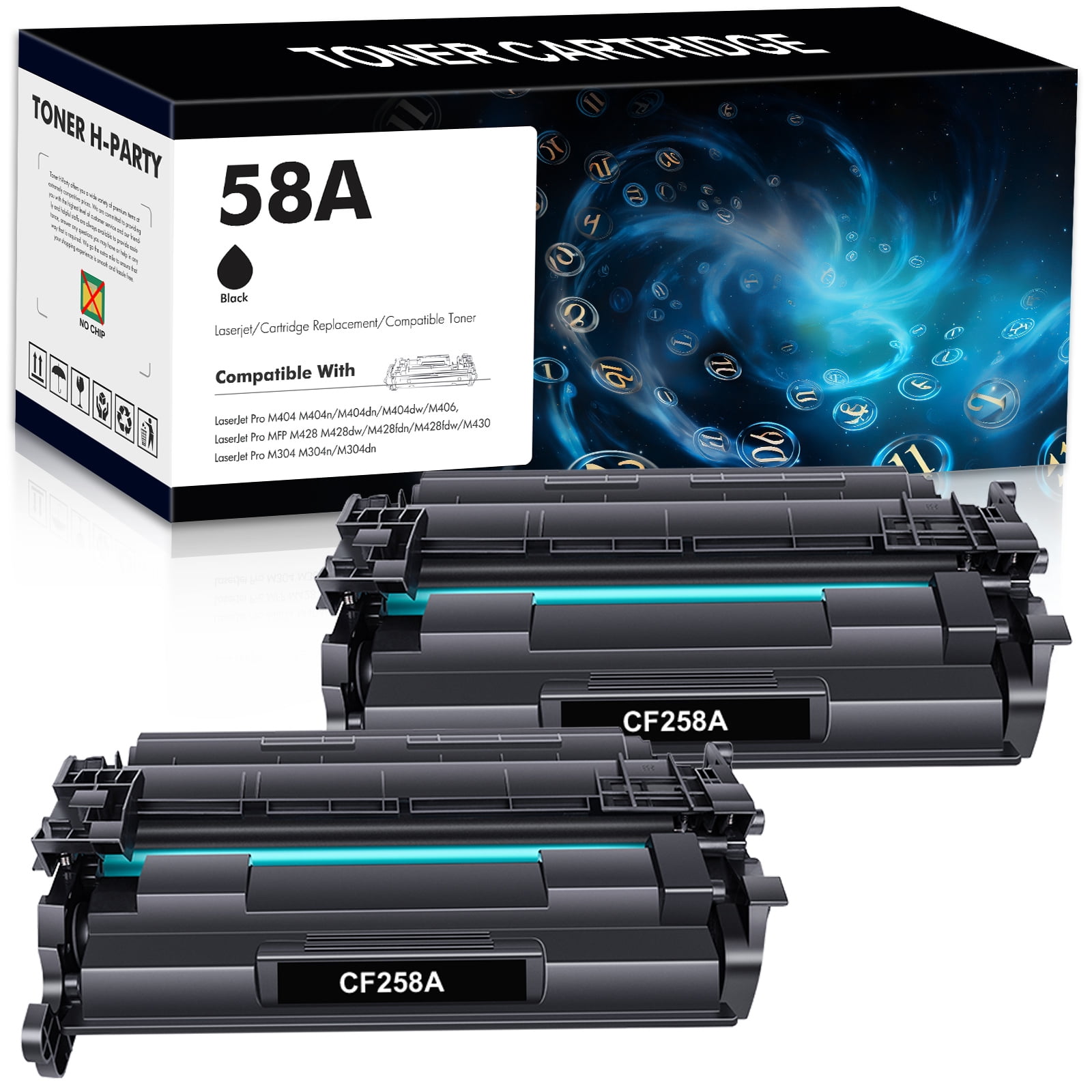 58A CF258A Toner Cartridge (NO-Chip) Compatible for HP 58A CF258A 58X ...
