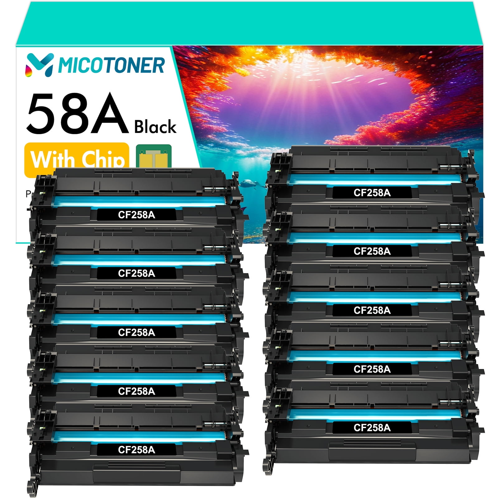 58A Toner Cartridges with Chip Compatible for HP 58A CF258A LaserJet ...