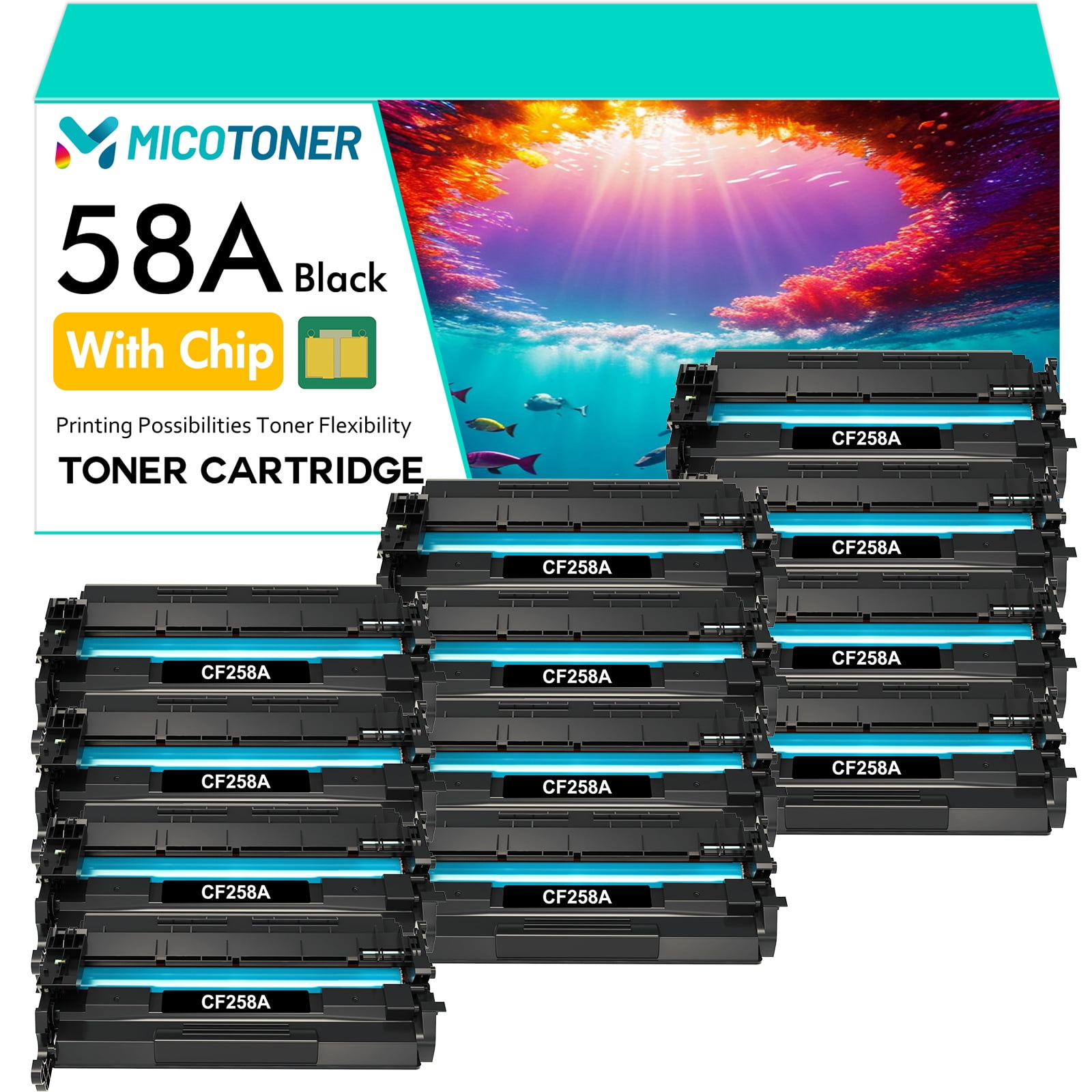 58A Toner Cartridges with Chip Compatible for HP 58A CF258A LaserJet ...