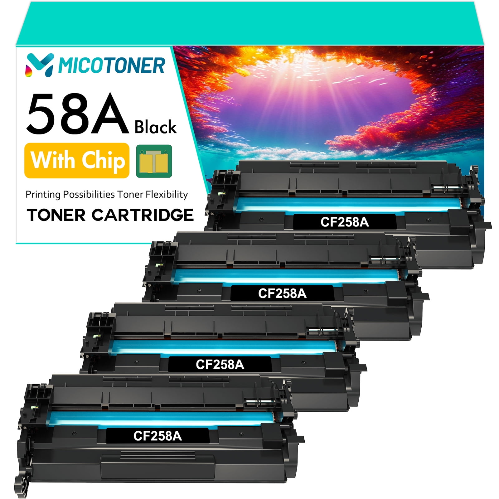 58A Toner Cartridges with Chip Compatible for HP 58A CF258A LaserJet ...