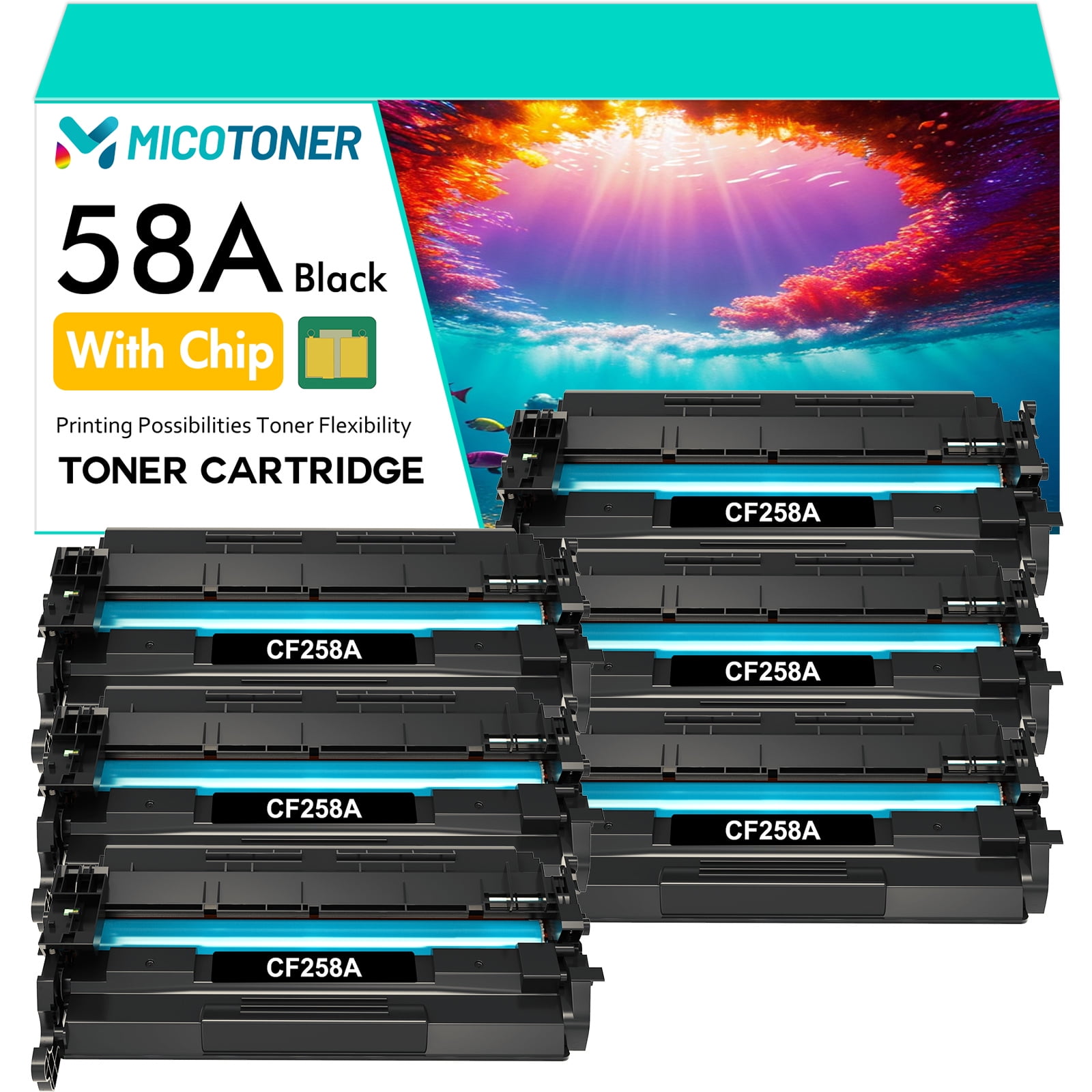 58A Toner Cartridges with Chip Compatible for HP 58A CF258A LaserJet ...