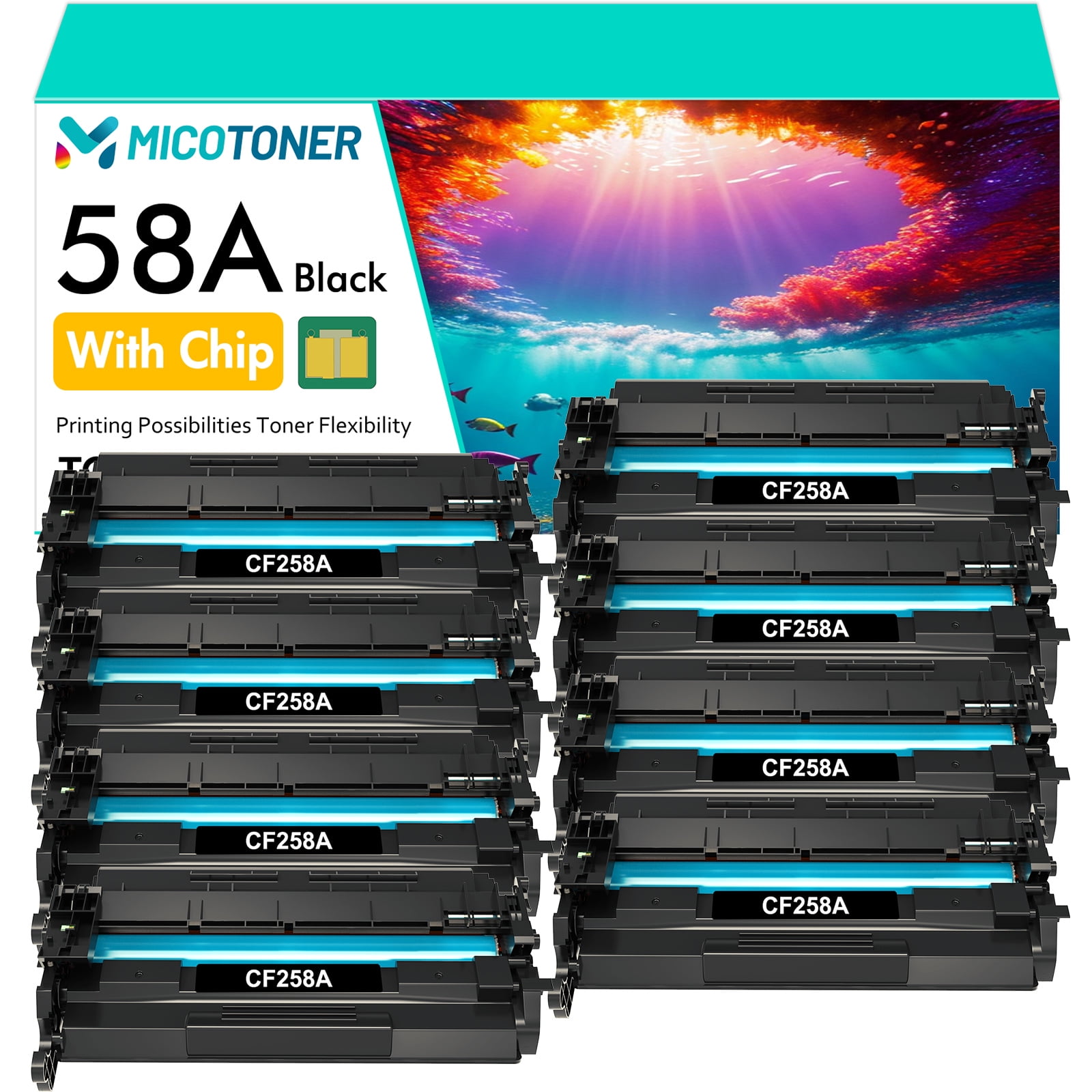 58A Toner Cartridges with Chip Compatible for HP 58A CF258A LaserJet ...