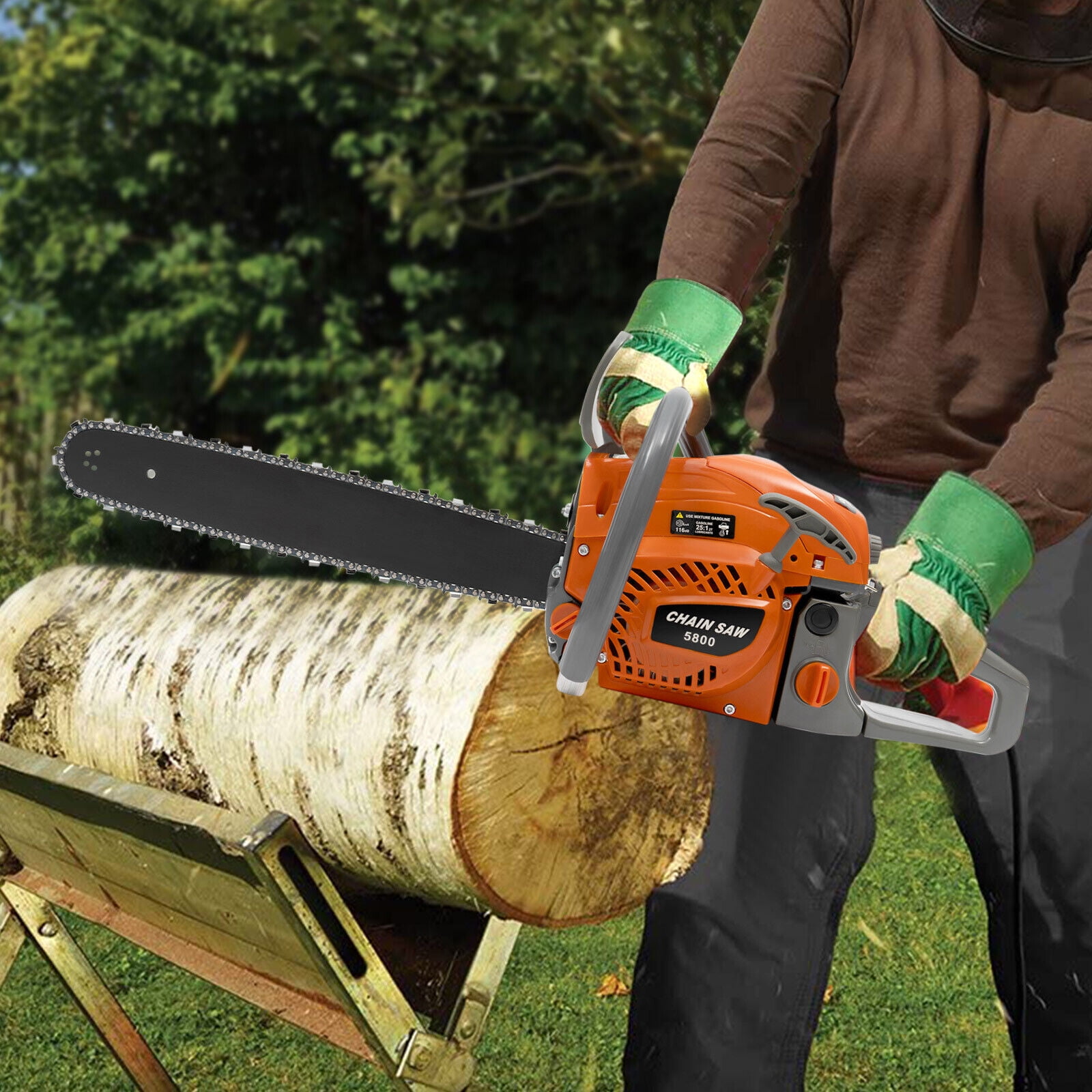 58CC 2-Stroke Petrol Gasoline Chain Saw 20" Chainsaw for Wood Cutting ...