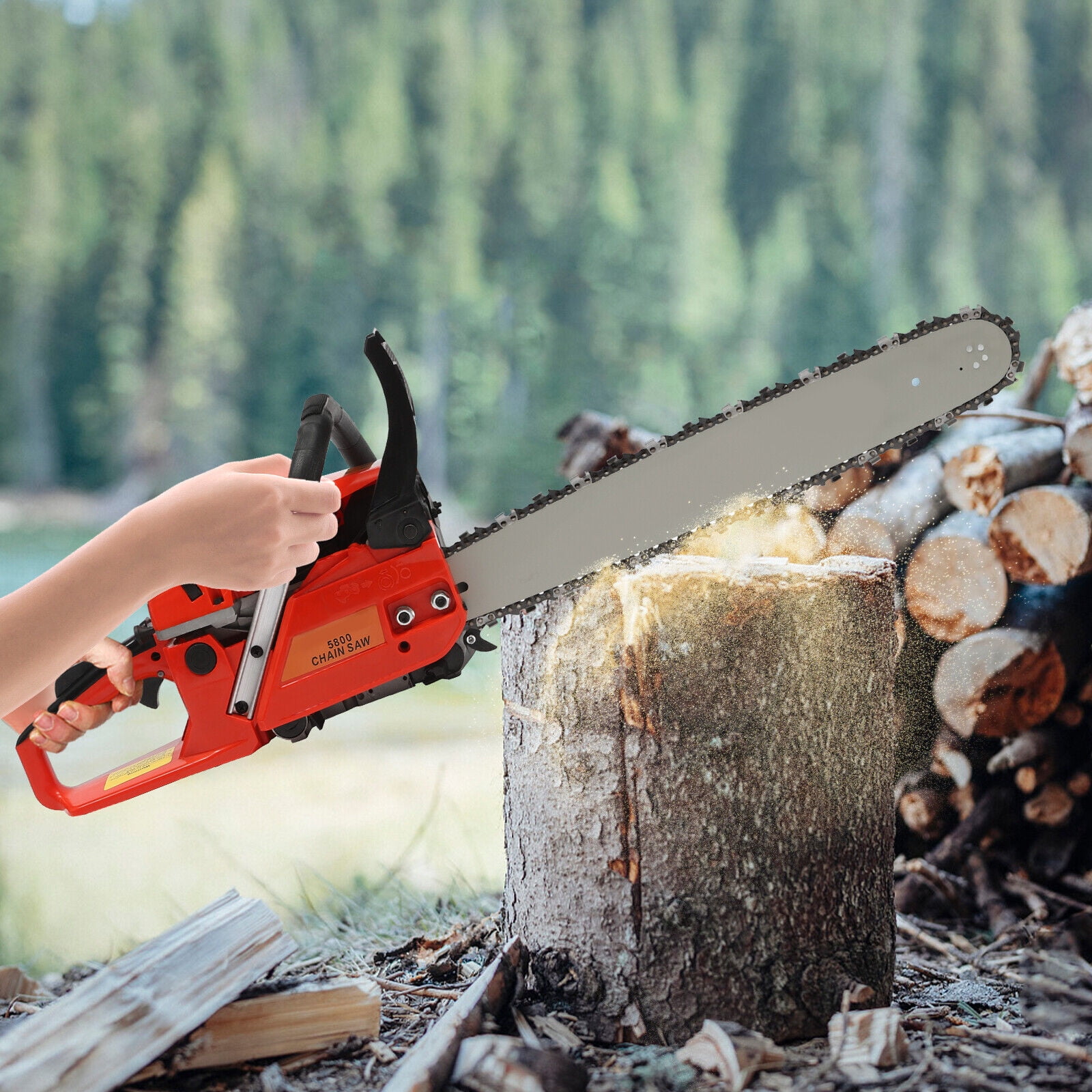 58CC 20inch Gas Chainsaw 2 Stroke Gasoline Powered Chain Saws Cutting ...
