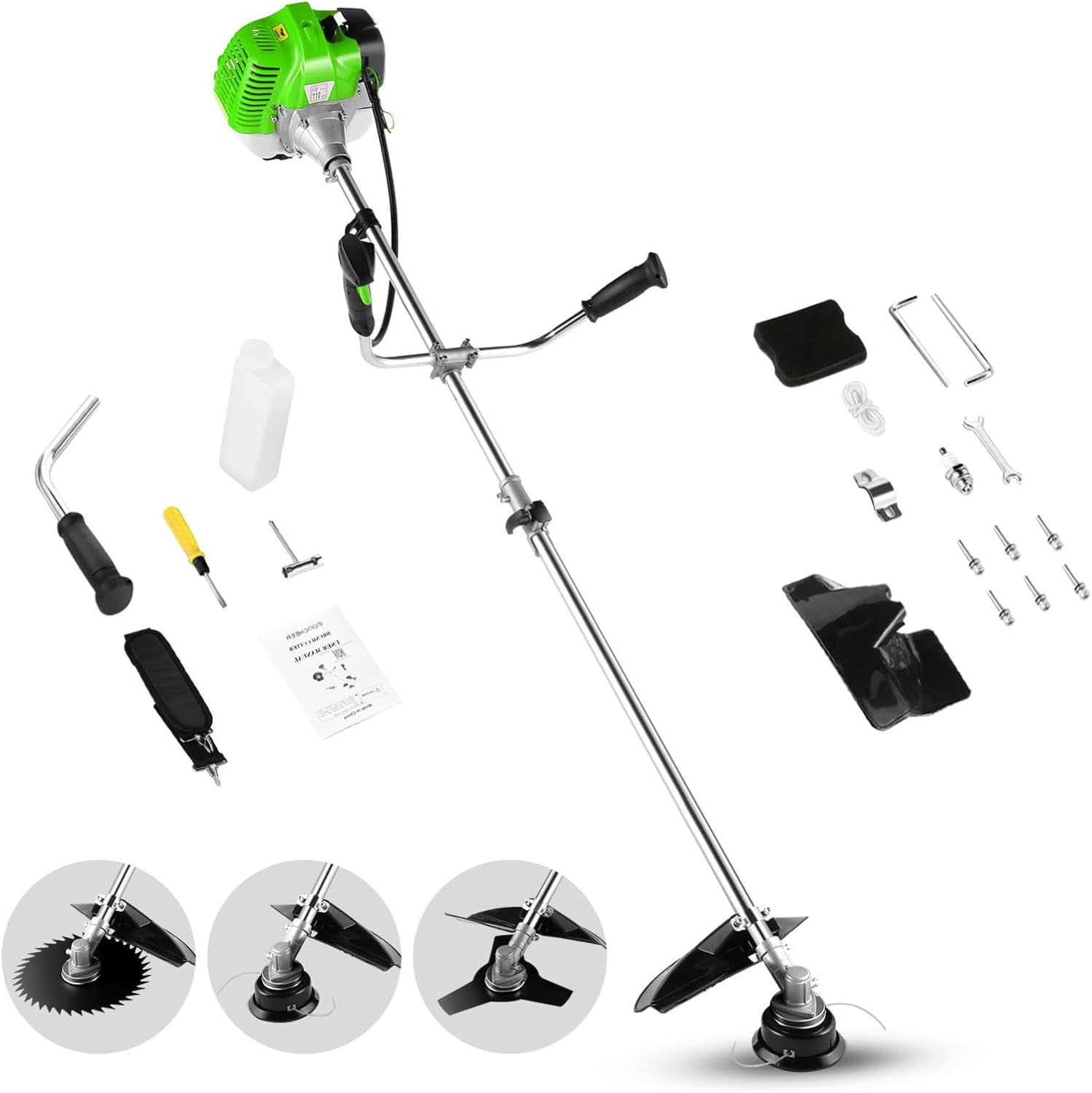 58CC 4-in-1 Gas Powered 2-Stroke Brush Cutter with 18" Straight Shaft ...
