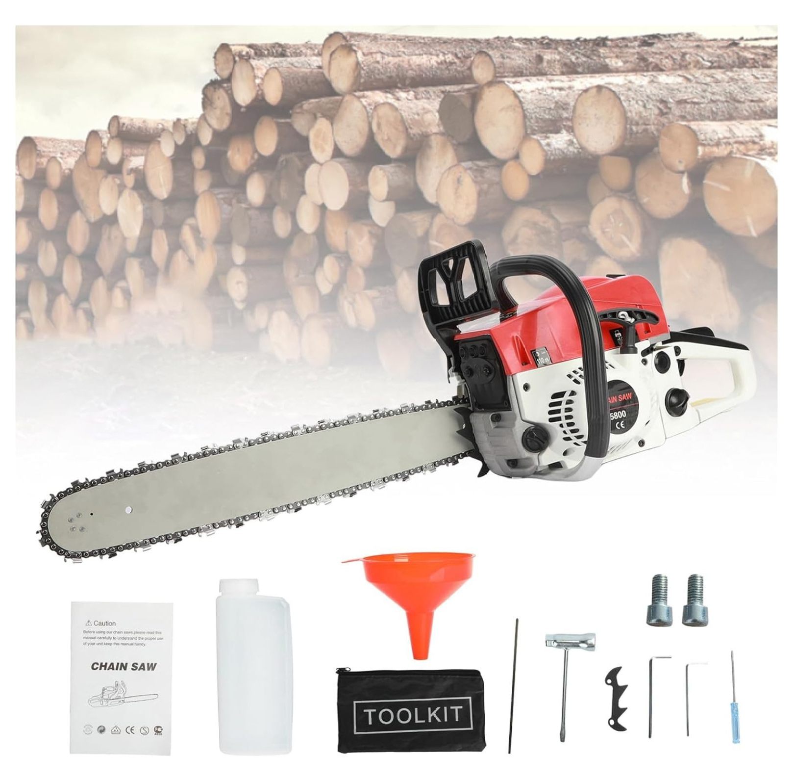 58CC Gas Chainsaw, 20 Inch Multifunction Gas Chain Saw Cordless Gas ...
