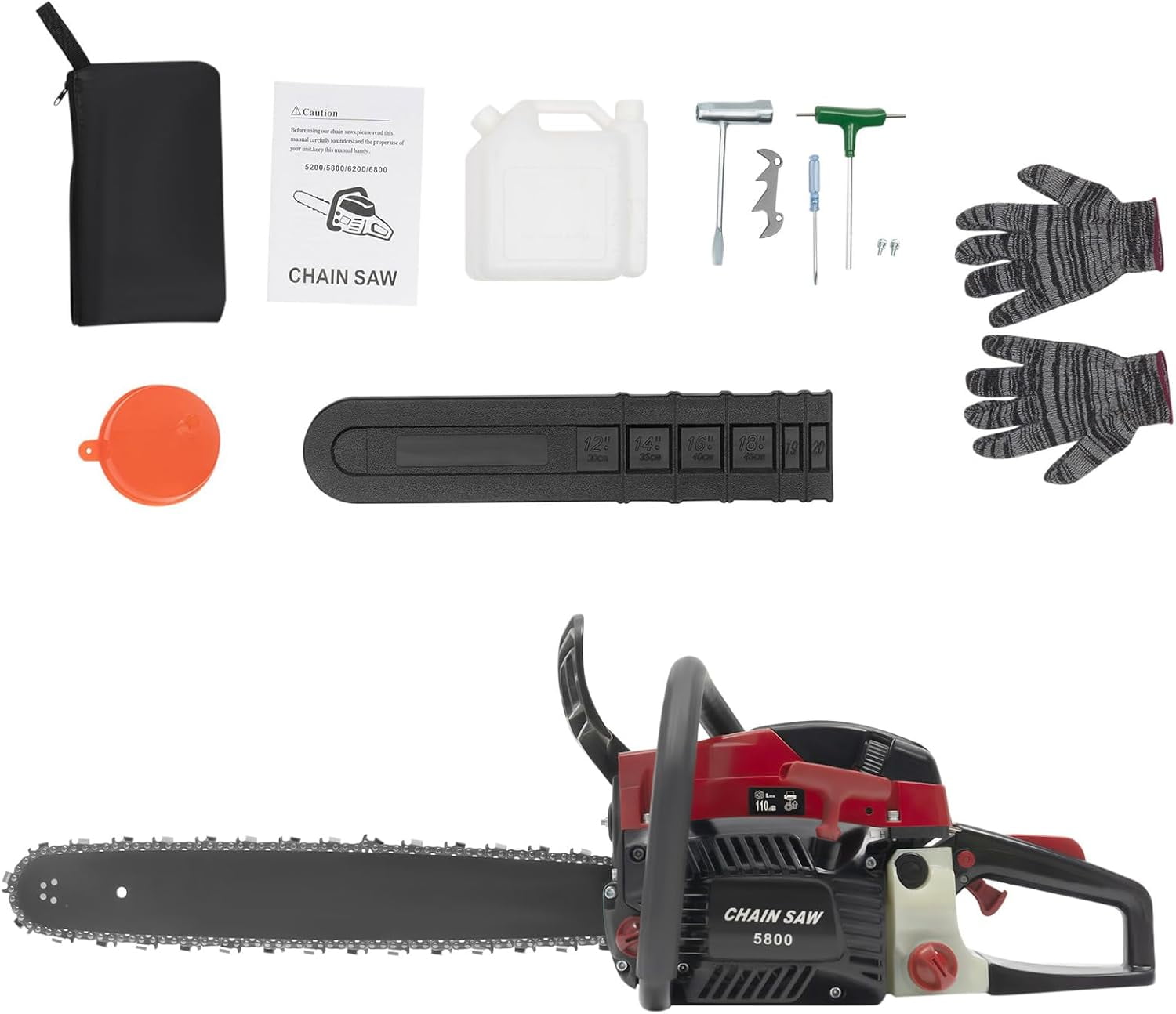 58CC Gas Chainsaws,2 Stroke Power Chain Saws,20 Inch Petrol Gasoline ...