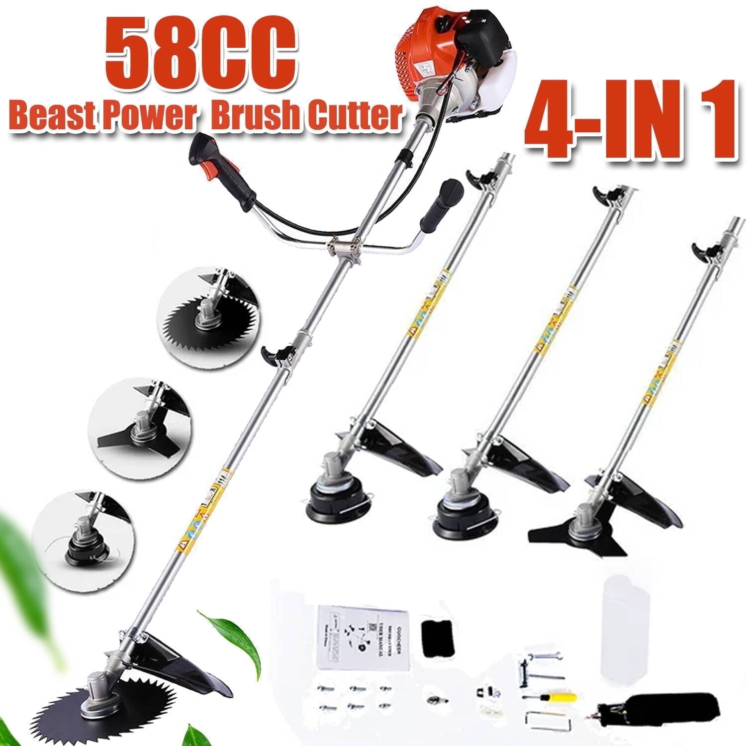 58CC 4-in-1 Gas Weed Eater, Detachable Heads, Straight Shaft Trimmer ...