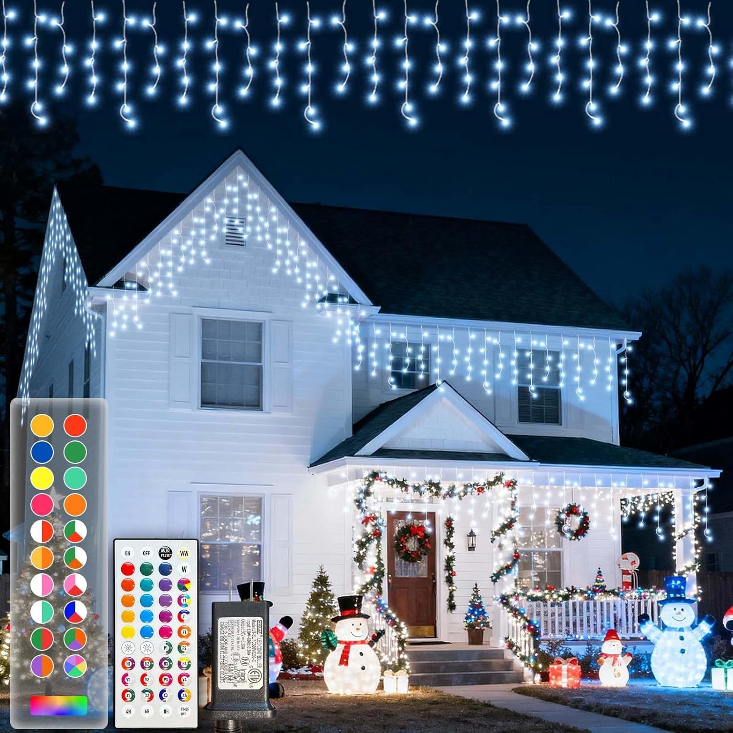58FT Color Changing Icicle Lights for Outside, 35 Colors Christmas ...