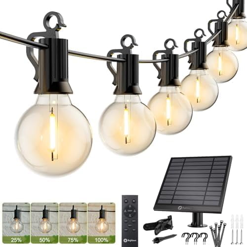 58FT Solar String Lights Outdoor with Remote Cable Ties and Hooks ...