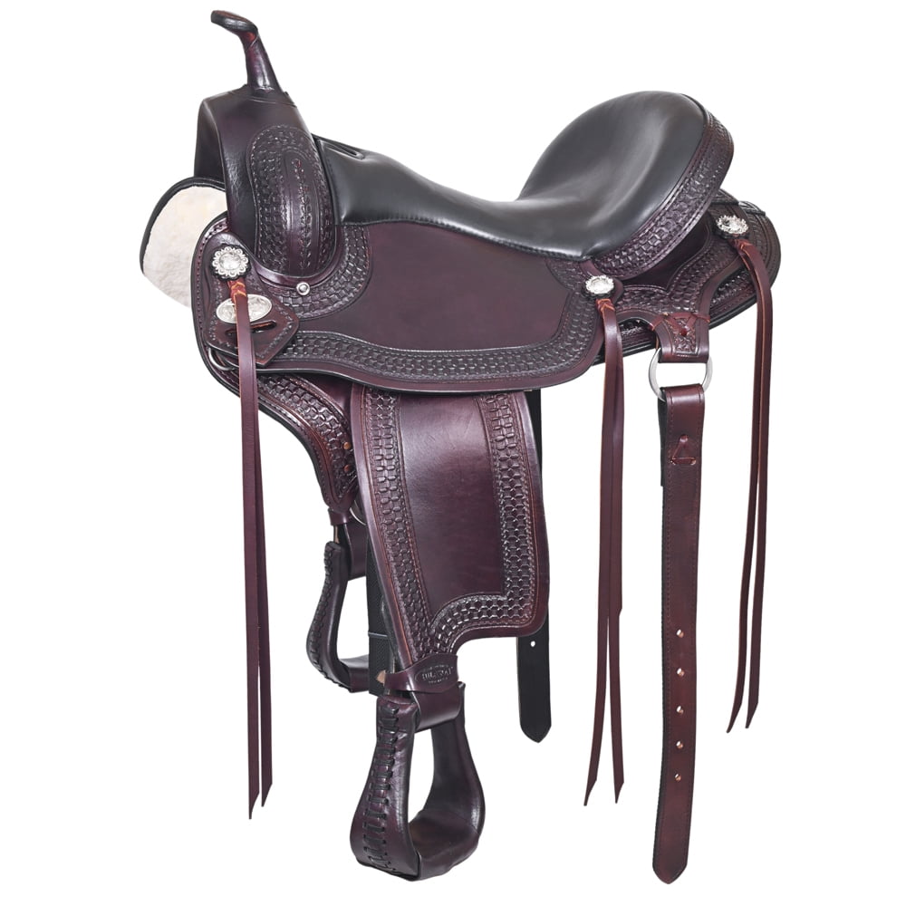 58HS 16 In Hilason Gaited Western Flex Trail Horse American Leather Saddle - Walmart.com