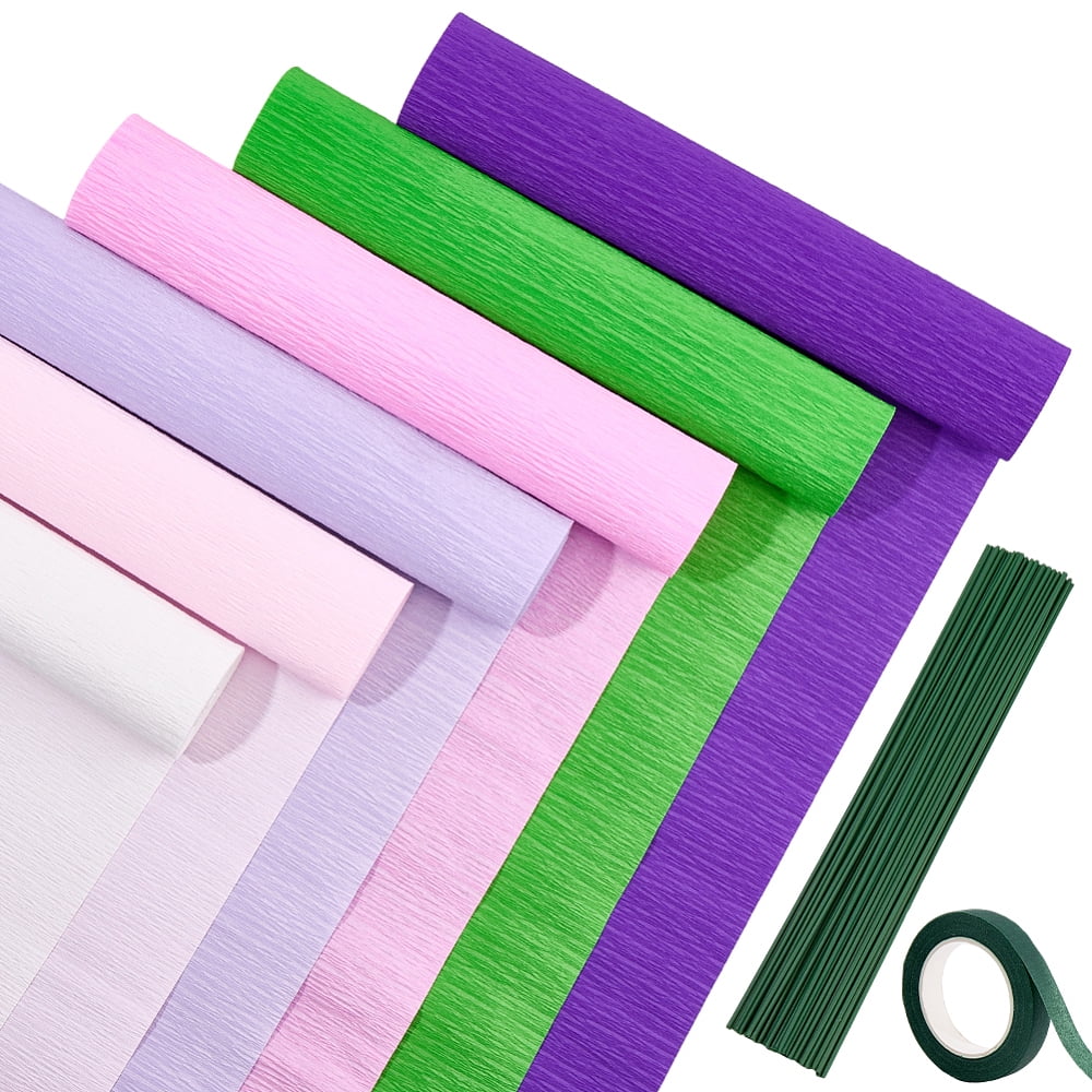 58Pcs Crepe Paper Flower DIY Kits Colourful Paper Sheets 6 Rolls Crepe ...