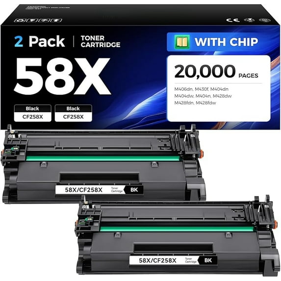 58X Black Toner Cartridge 2-Pack with chip High Yield Replacement for ...