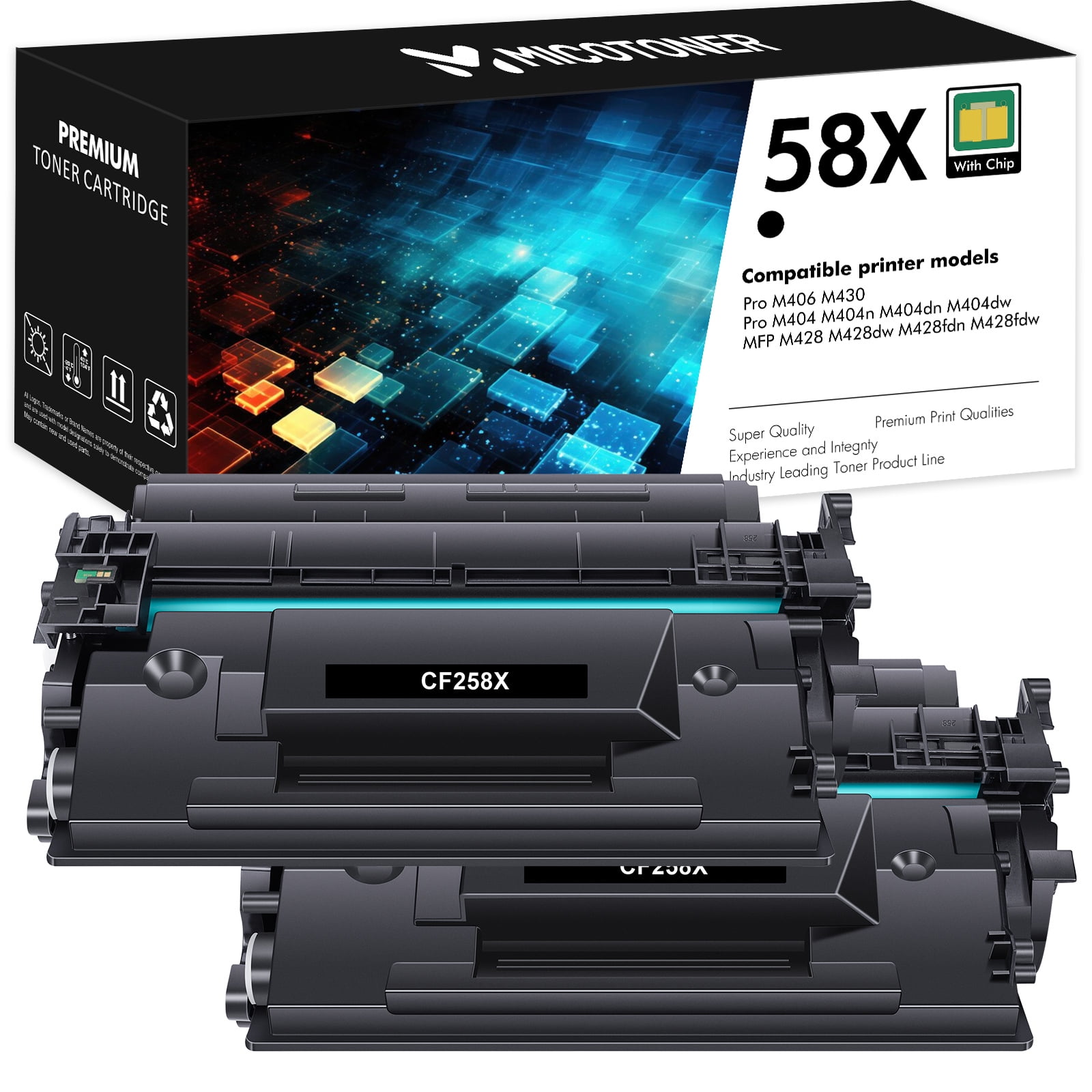 58X CF258X Black Toner cartridge With Chip Ink, Compatible with HP 58A ...