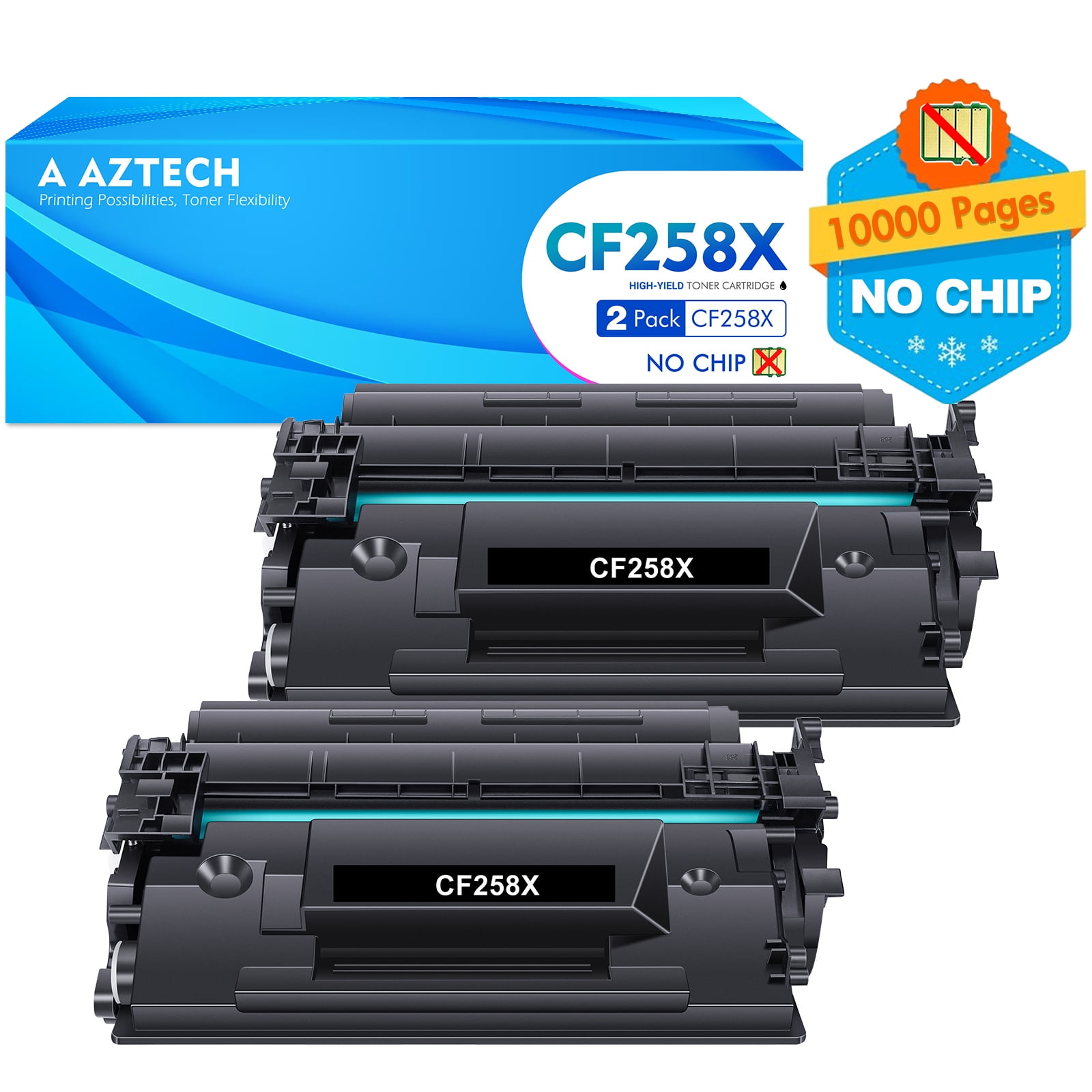 58X CF258X Toner Cartridge Black (High Yield No Chip 2-Pack ...
