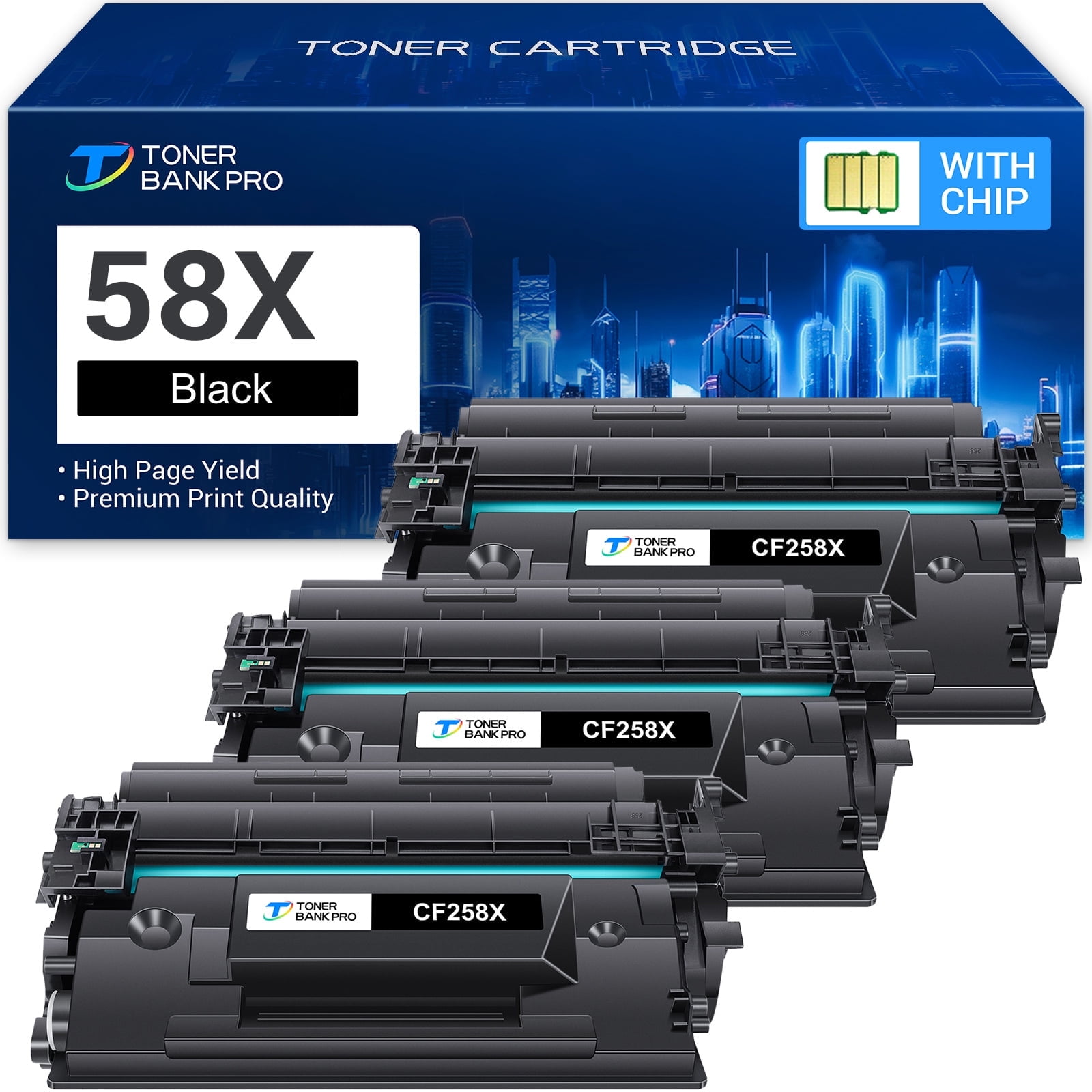 58X CF258X Toner Cartridge Black With-chip 3-Pack M404dn Toner ...