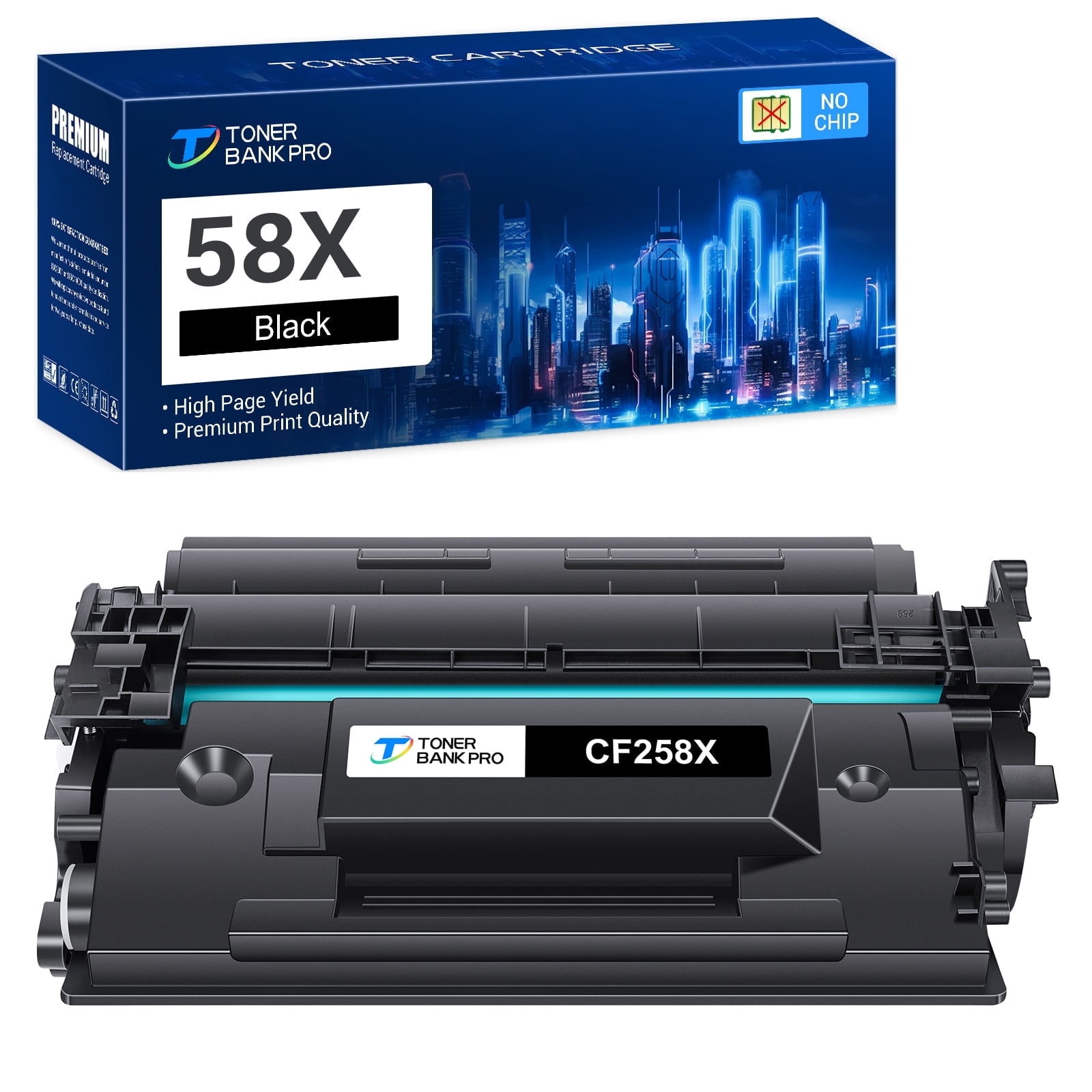58X Toner Cartridge CF258X Black (NO-chip) 1-Pack Compatible for HP 58X ...