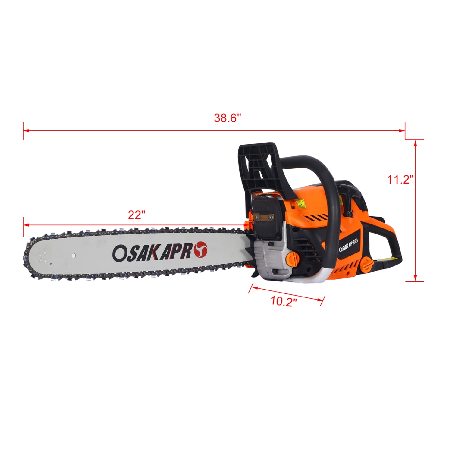 58cc Gas Chainsaw 22-Inch 2-Cycle Tree Cutting Saw EPA Certified ...